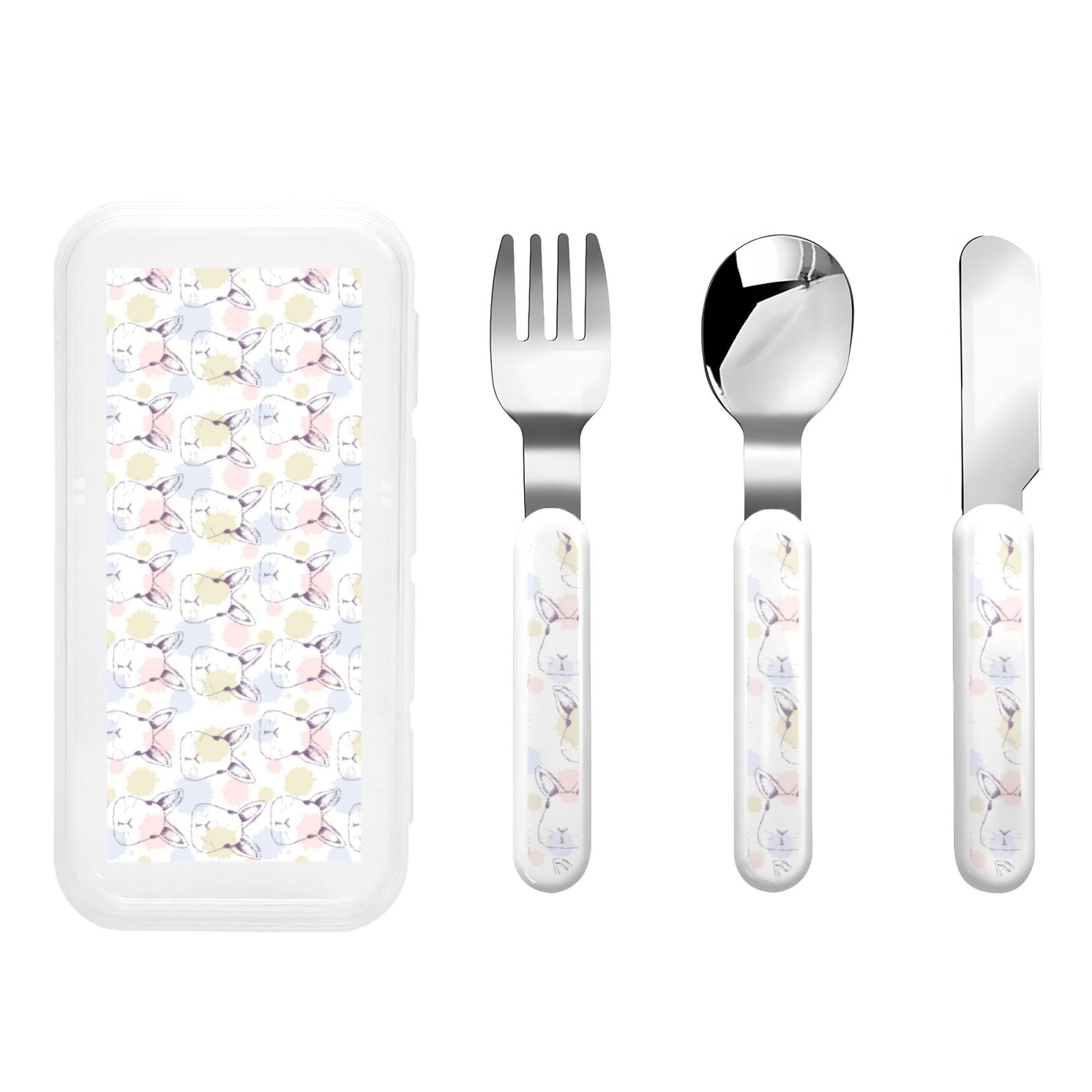 Kdxio Hand Drawn Rabbit Toddler Utensils Set - Kids Silverware Set, Set ...