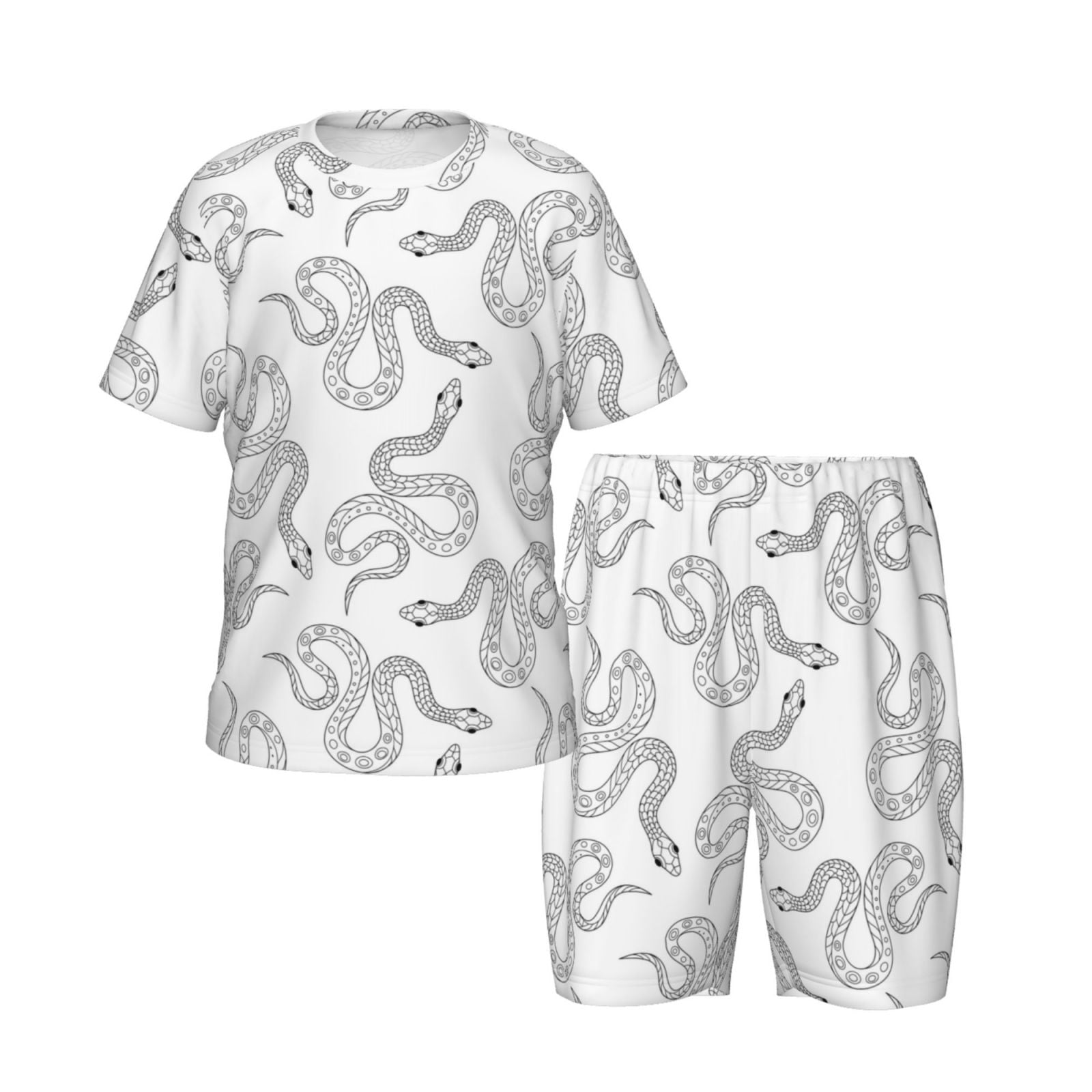 Kdxio Hand Drawn Snake Pattern Short-Sleeved Summer Pajama Set for ...