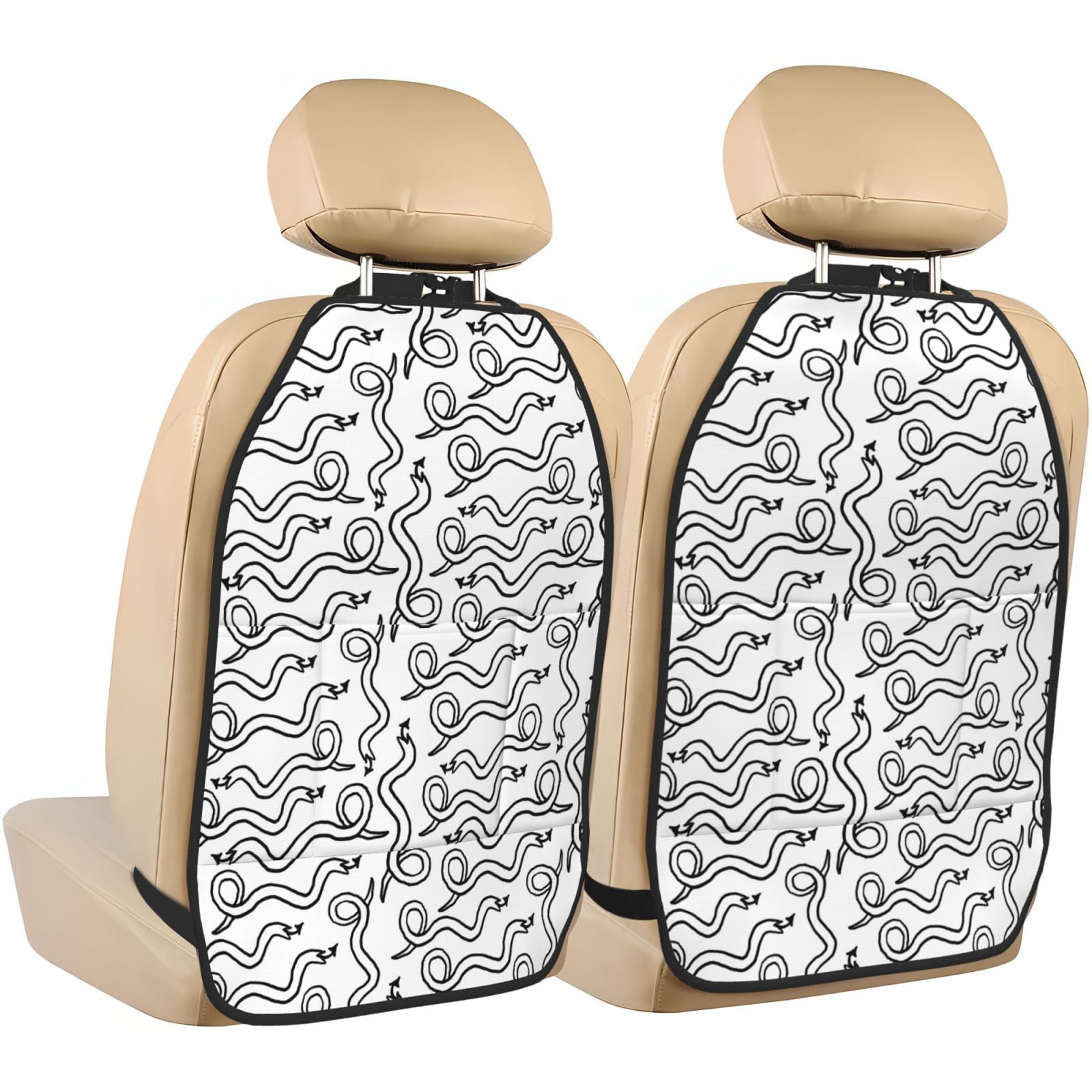 Kdxio Hand Drawn Snake Print 2 Pack Car Kick Mat Seat Cover Back ...