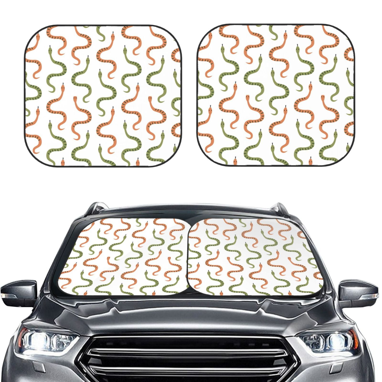 Kdxio Hand Drawn Snake Print 2-Piece Sun Shade Front Windshield ...