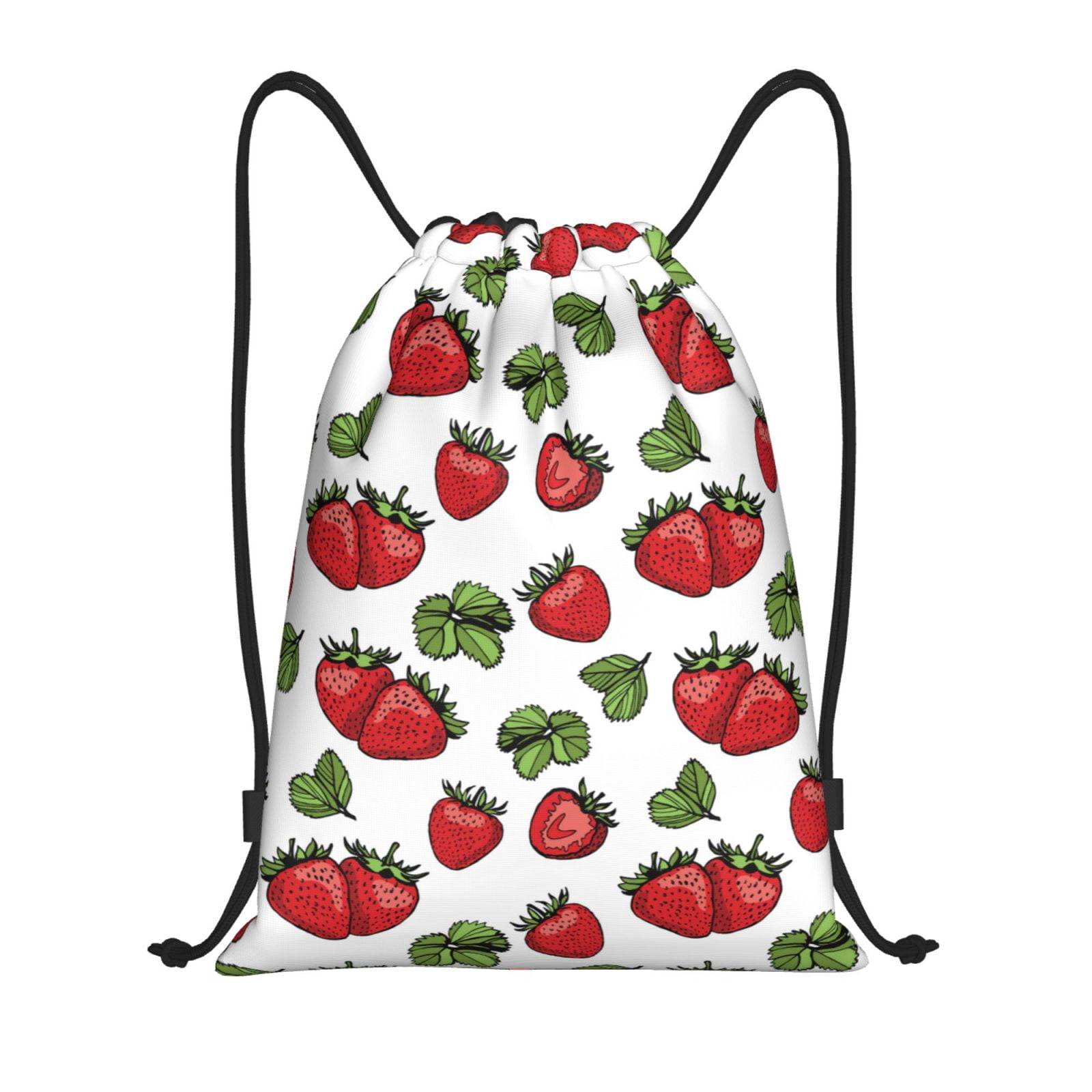 Kdxio Hand Drawn Strawberry Print Drawstring Backpack Bag,Waterproof ...