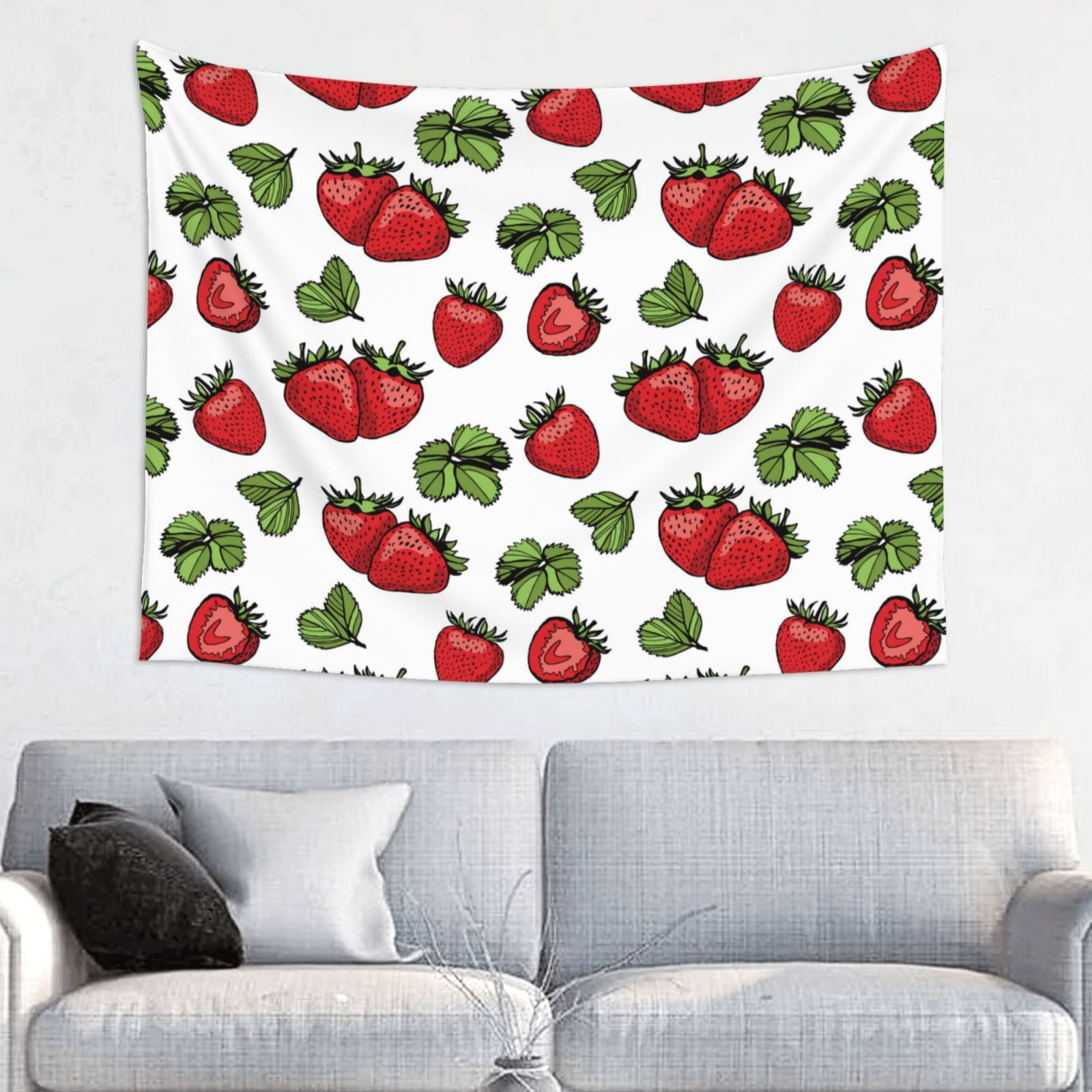 Kdxio Hand Drawn Strawberry Wall Hanging Tapestries Banner For Bedroom ...