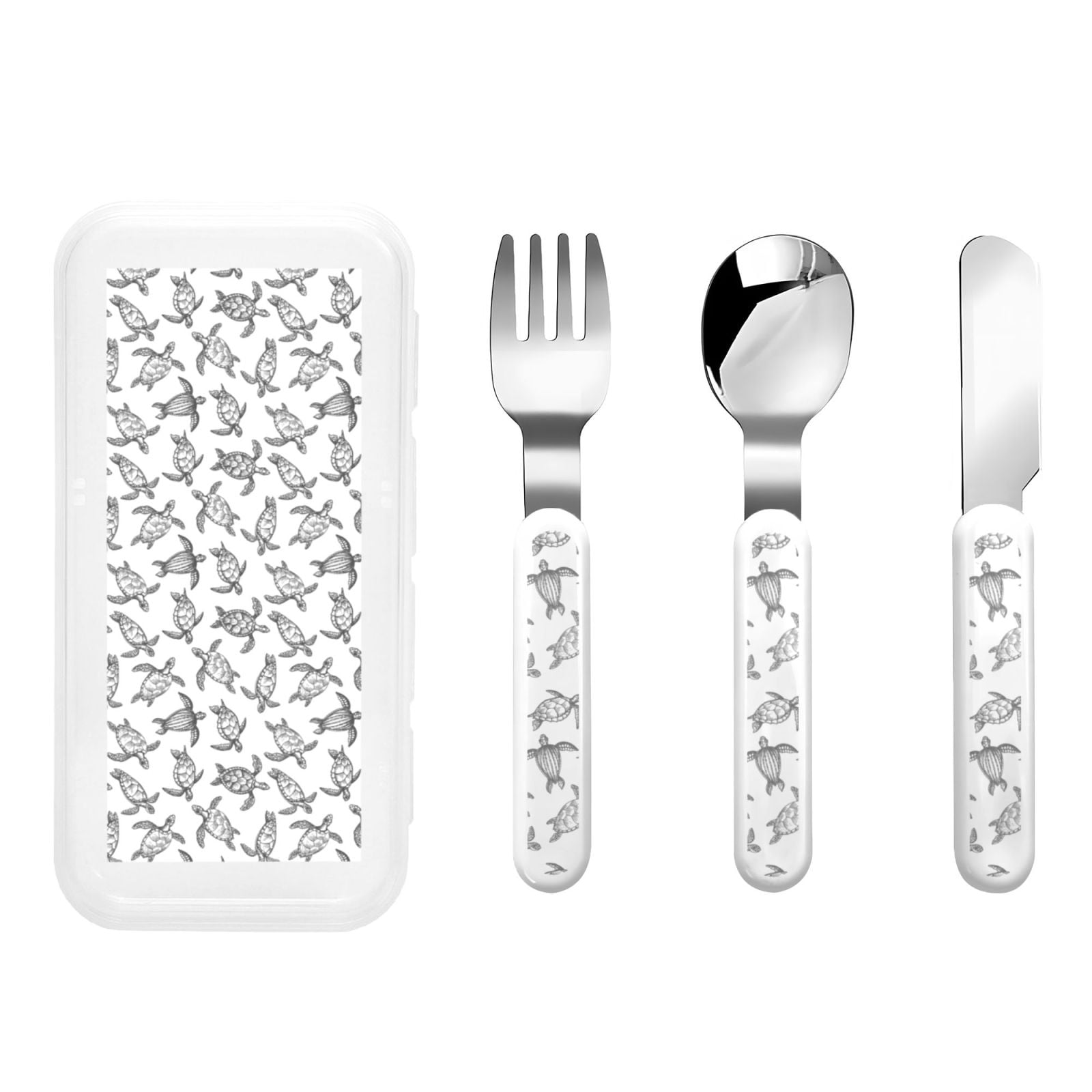 Kdxio Hand Drawn Turtle Toddler Utensils Set - Kids Silverware Set, Set ...