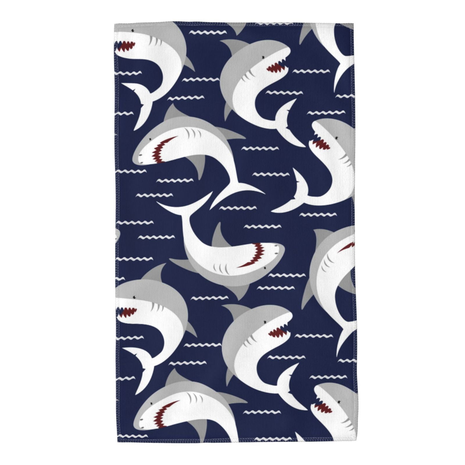 Kdxio Hand Towel Angry Shark for Bathroom Kitchen Fingertip Bath Towels ...