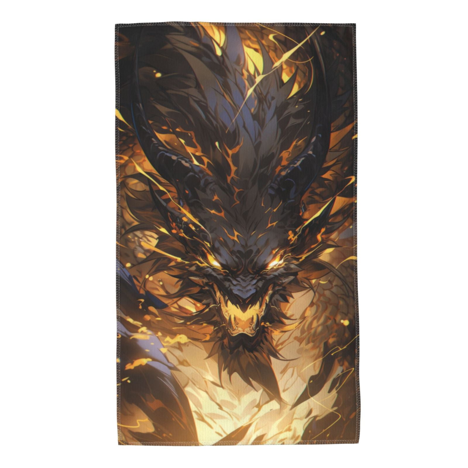 Kdxio Hand Towel Cool Black Gold Dragon for Bathroom Kitchen Fingertip ...