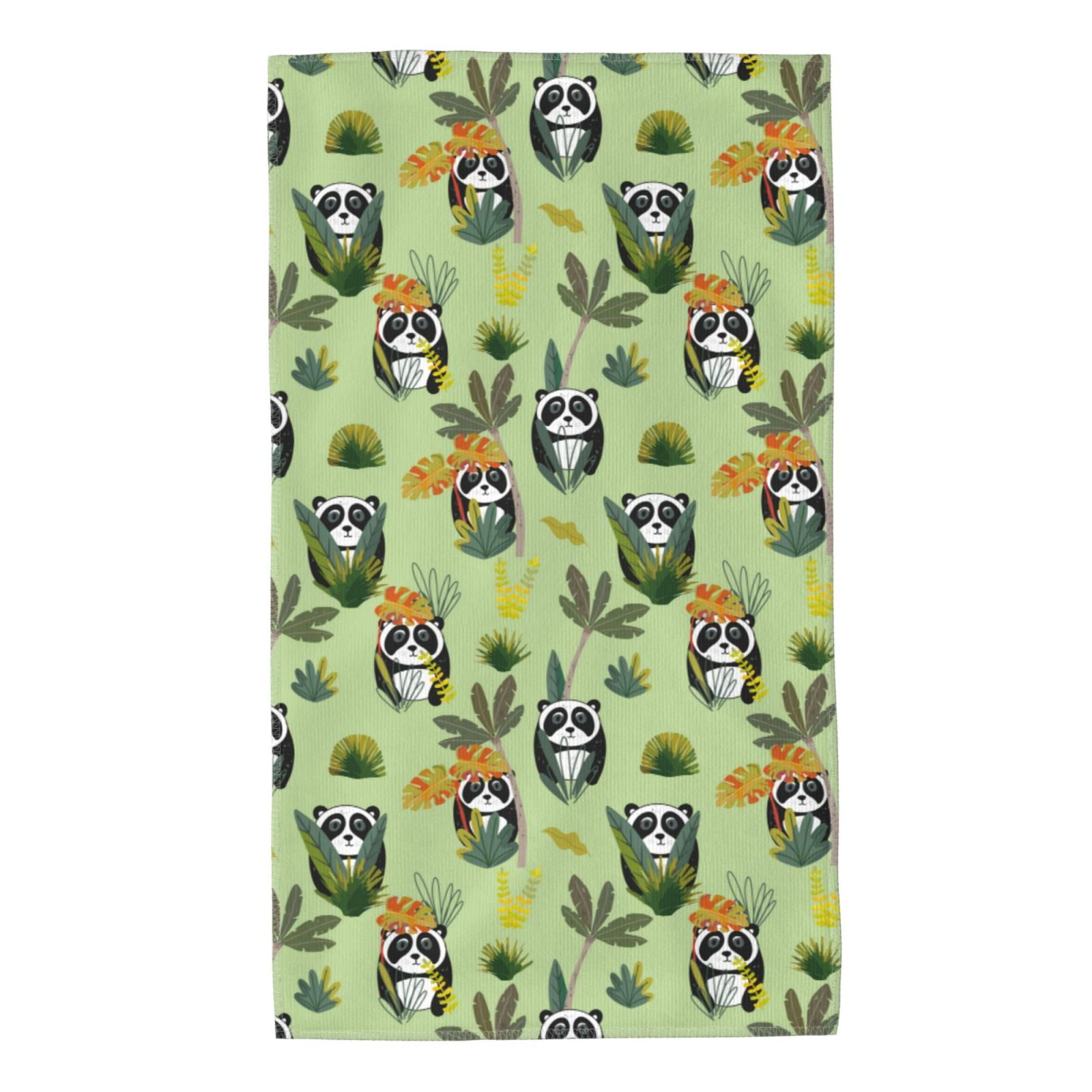 Kdxio Hand Towel Cute Panda Bear In Greenery Forest for Bathroom ...