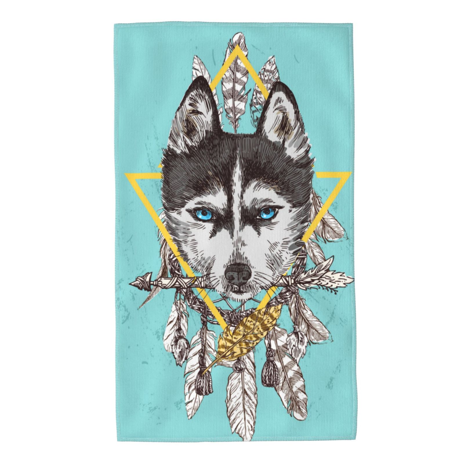 Kdxio Hand Towel Husky With Dreamcatcher for Bathroom Kitchen Fingertip ...