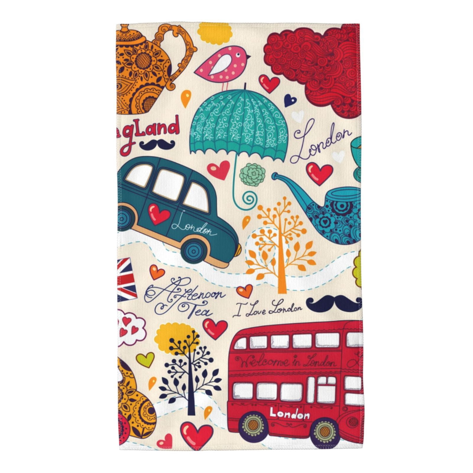 Kdxio Hand Towel London Symbols for Bathroom Kitchen Fingertip Bath ...