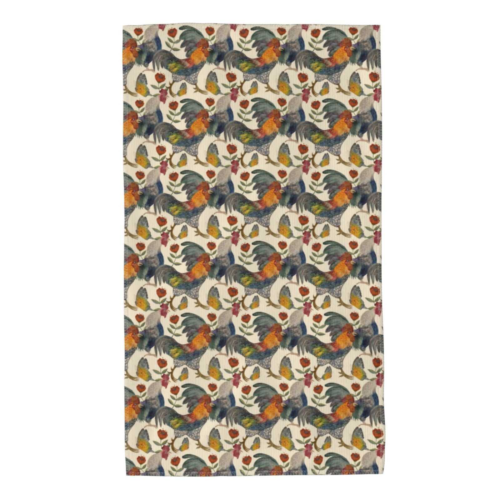 Kdxio Hand Towel Multi-Colored Roosters for Bathroom Kitchen Fingertip ...