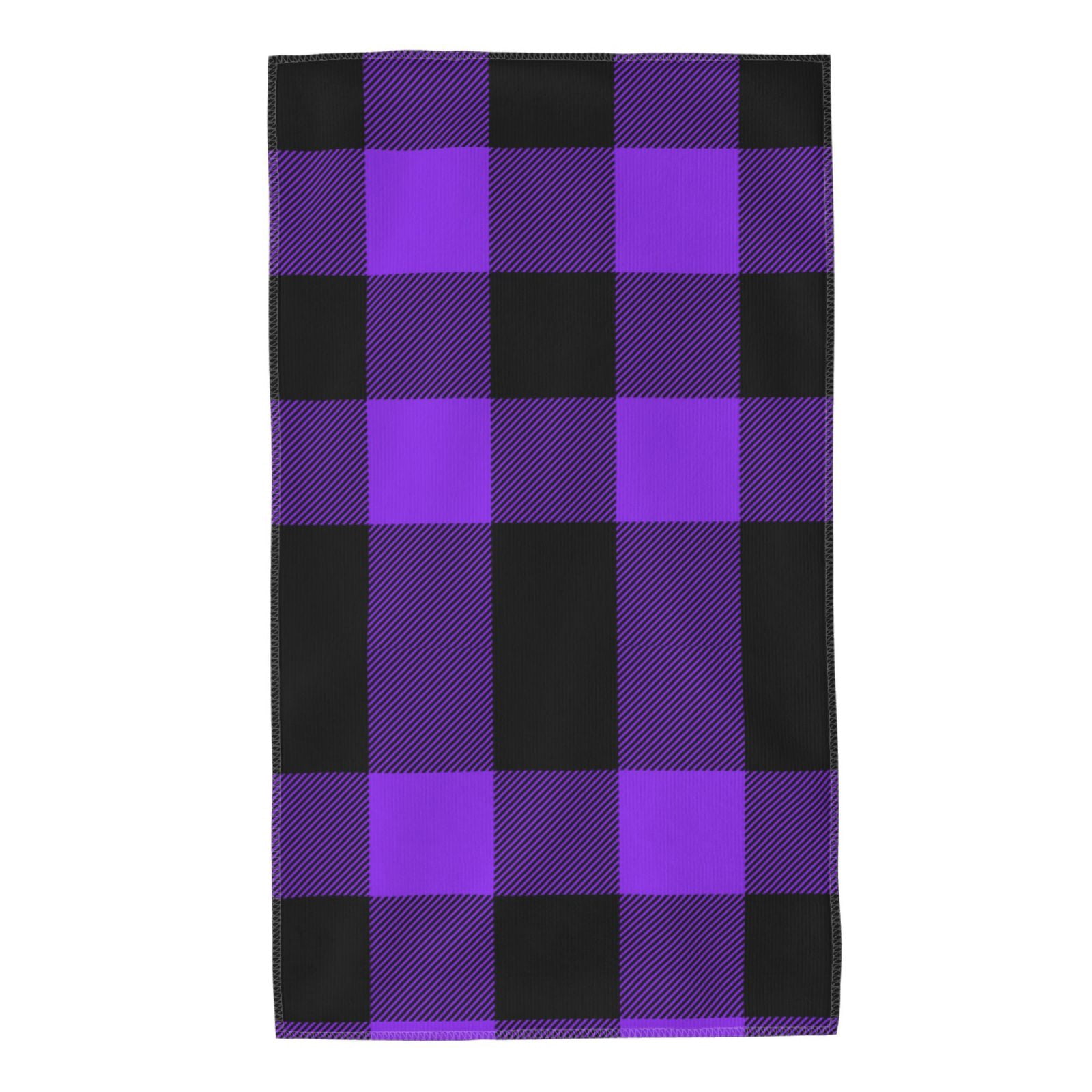 Kdxio Hand Towel Purple Buffalo Plaid for Bathroom Kitchen Fingertip ...