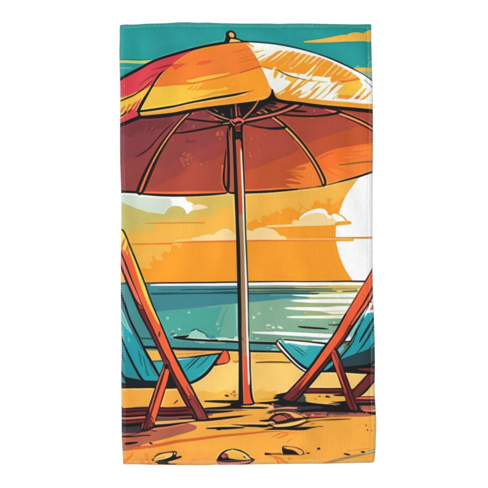 Kdxio Hand Towel Vintage Beach Sunset for Bathroom Kitchen Fingertip ...
