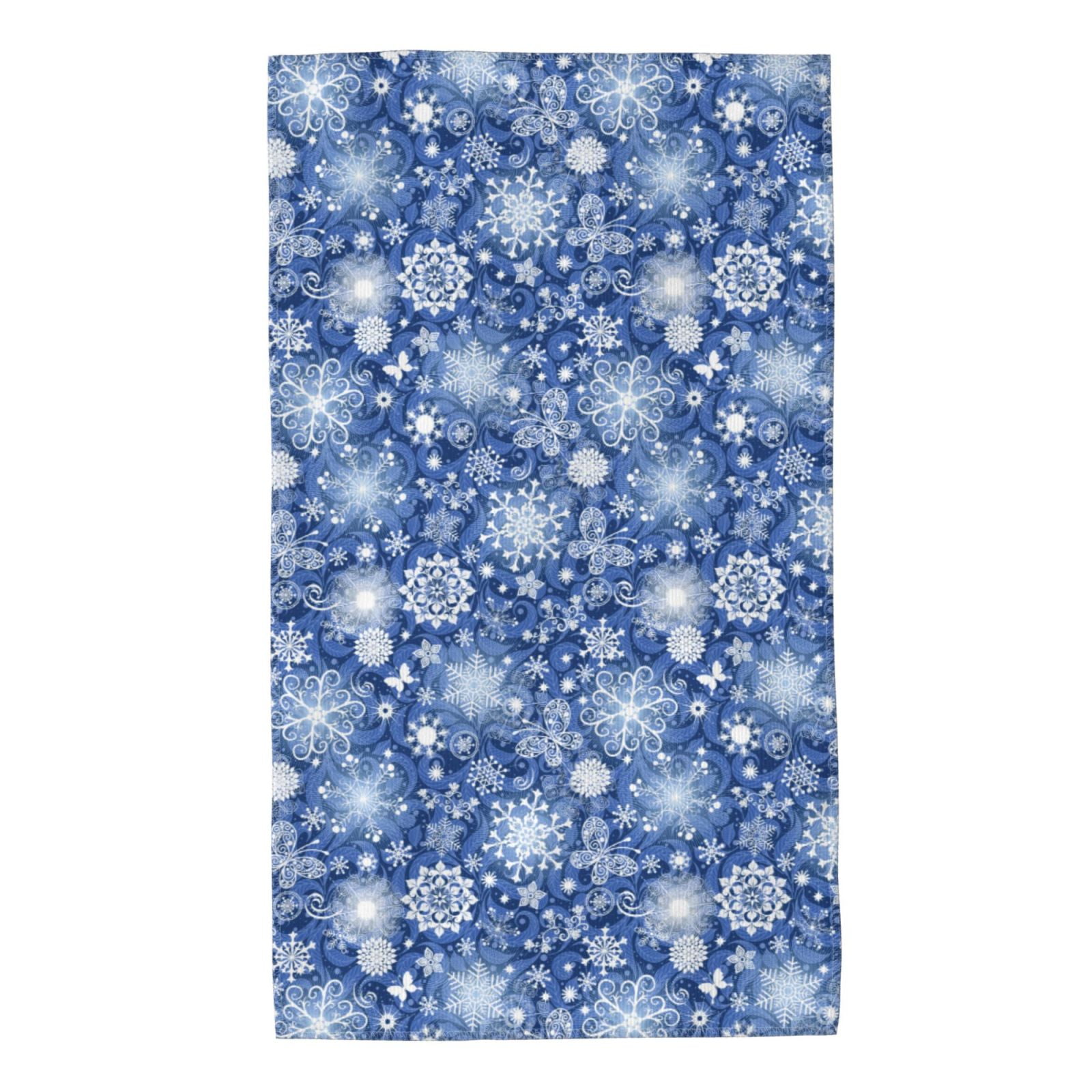 Kdxio Hand Towel whiet Snowflake blue background for Bathroom Kitchen ...
