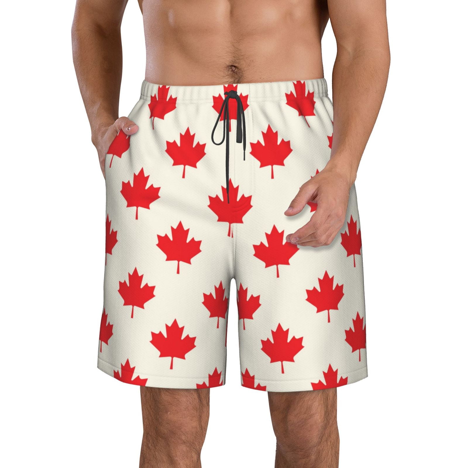 Kdxio Happy Canada Day Pattern Mens Casual Shorts - Drawstring Summer ...