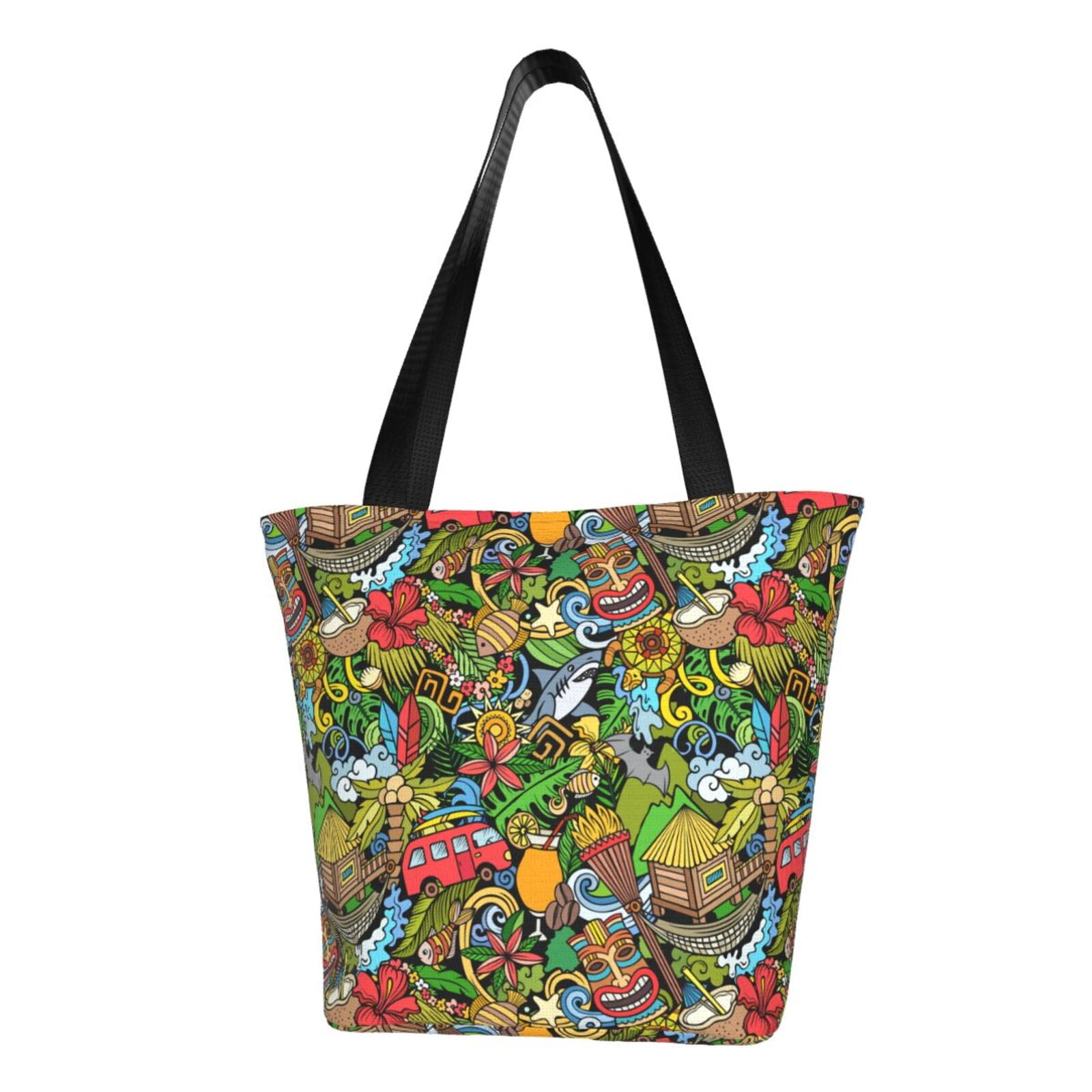 Kdxio Hawaiian Culture Symbols 1 Women Reusable Grocery Bags Foldable ...