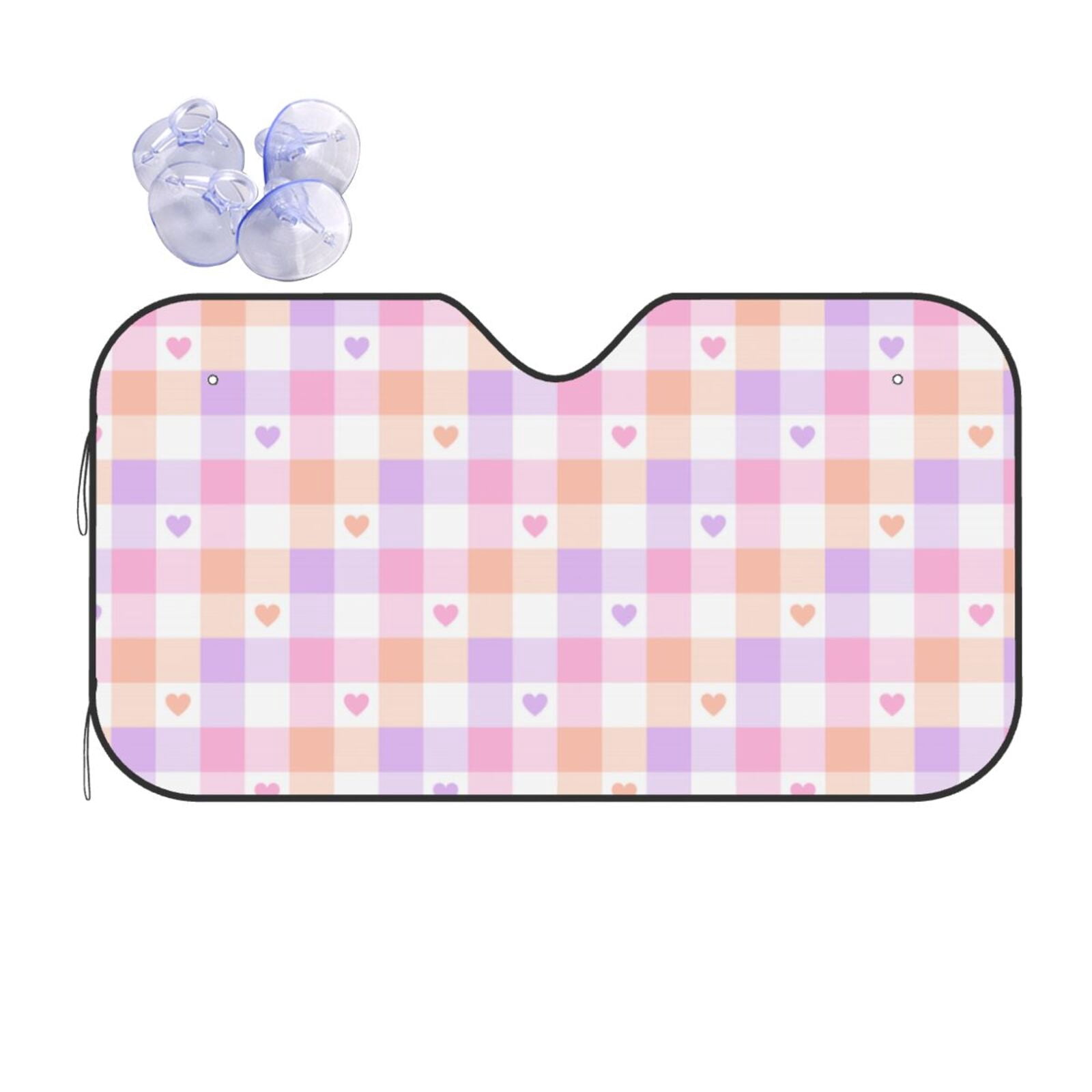 Kdxio Heart Buffalo Plaid Print Front Windshield Sun Shade,Folding Auto ...
