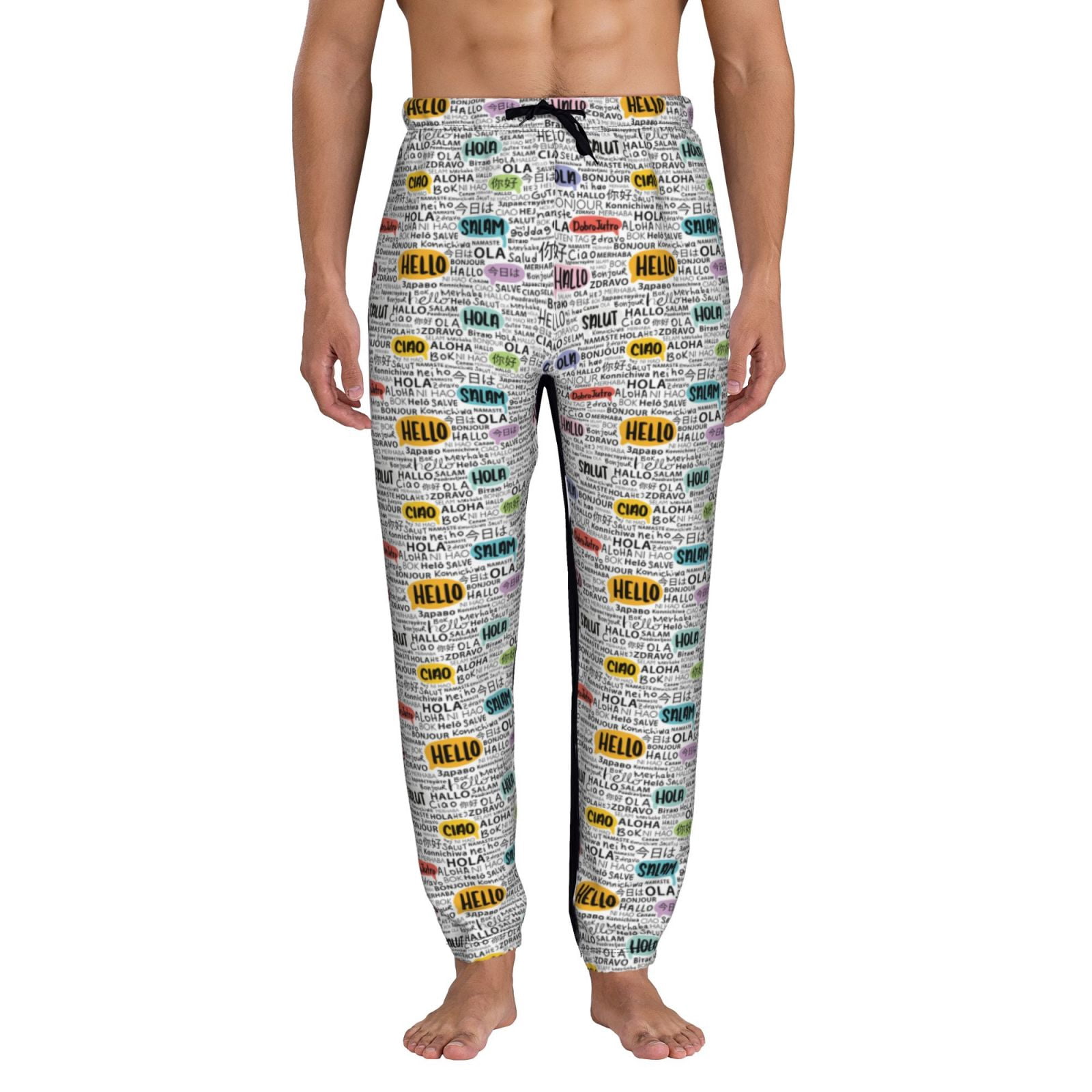 Kdxio Hello Pattern Joggers,Sweatpants for Men with Pockets-X-Large ...