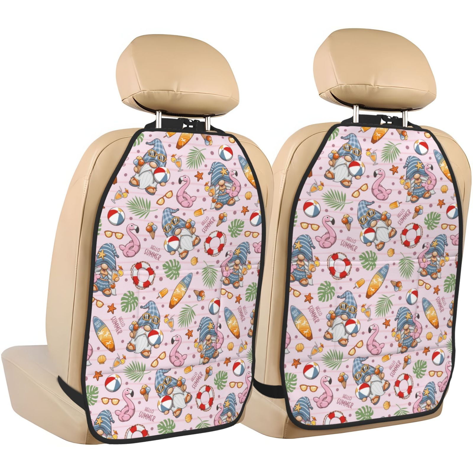 Kdxio Hello Summer With Gnome Print 2 Pack Car Kick Mat Seat Cover Back ...