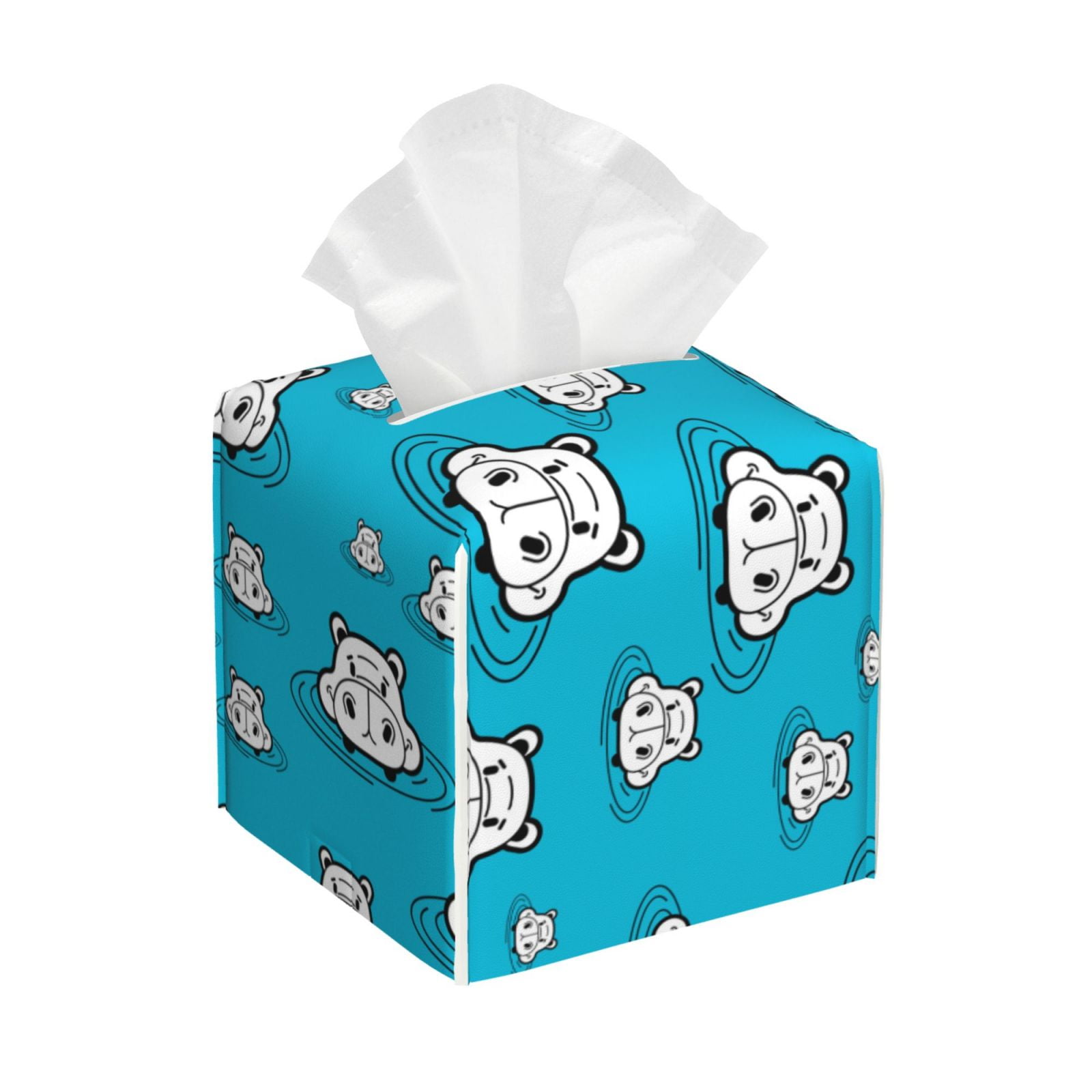 Kdxio Hippo In Water Head Print Tissue Box Cover,Square Decorative PU ...