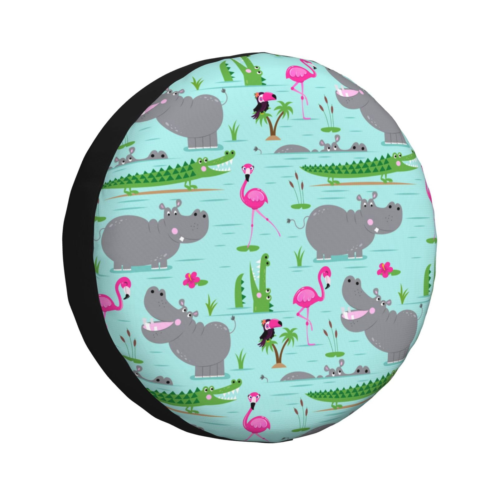 Kdxio Hippo With Flamingos And Crocodiles for Tire Cover Wheel ...