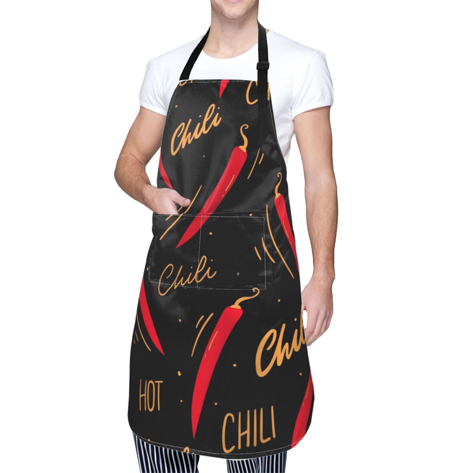 Kdxio Hot Chili Apron with Pockets Adjustable Kitchen Aprons for Men ...