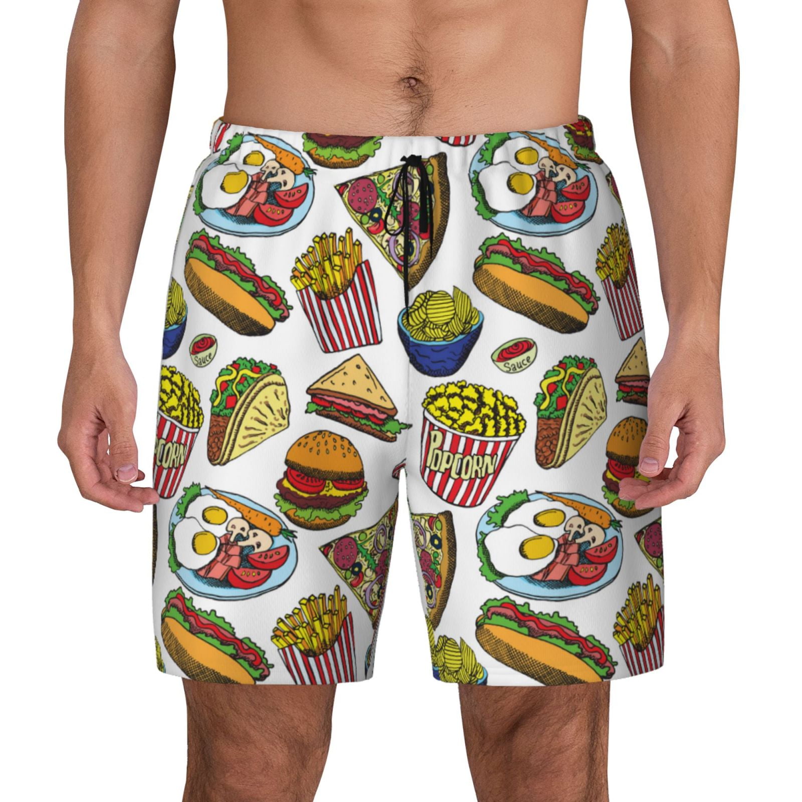 Kdxio Hot Dog With One Sausage Print Men's Swim Trunks with Compression ...