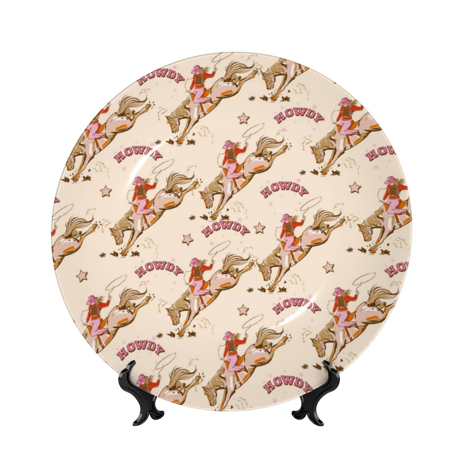 Kdxio Howdy Cowgirl Bone China Decorative Plate Ceramic Decorative ...