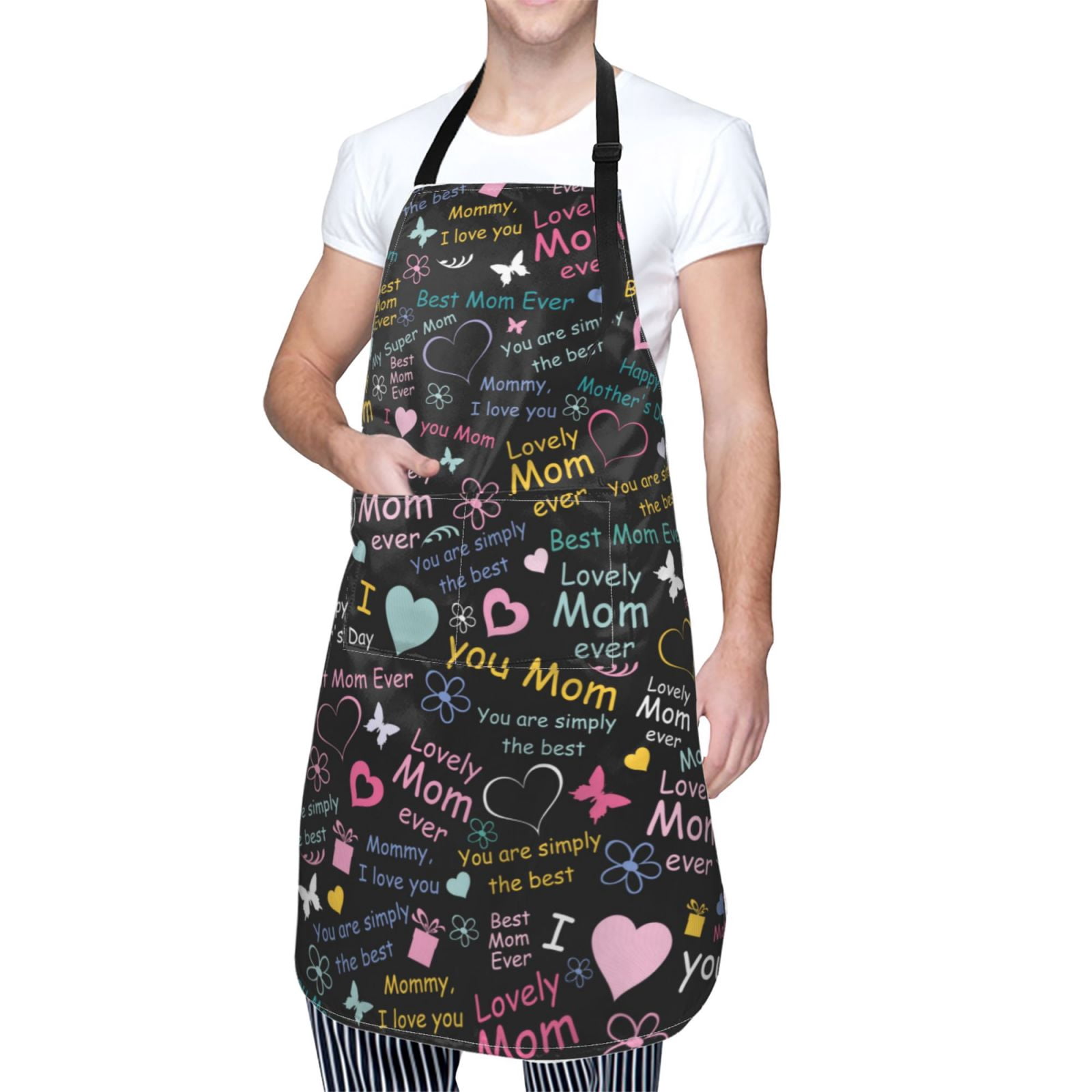 Kdxio I love you Mom Apron with Pockets Adjustable Kitchen Aprons for ...