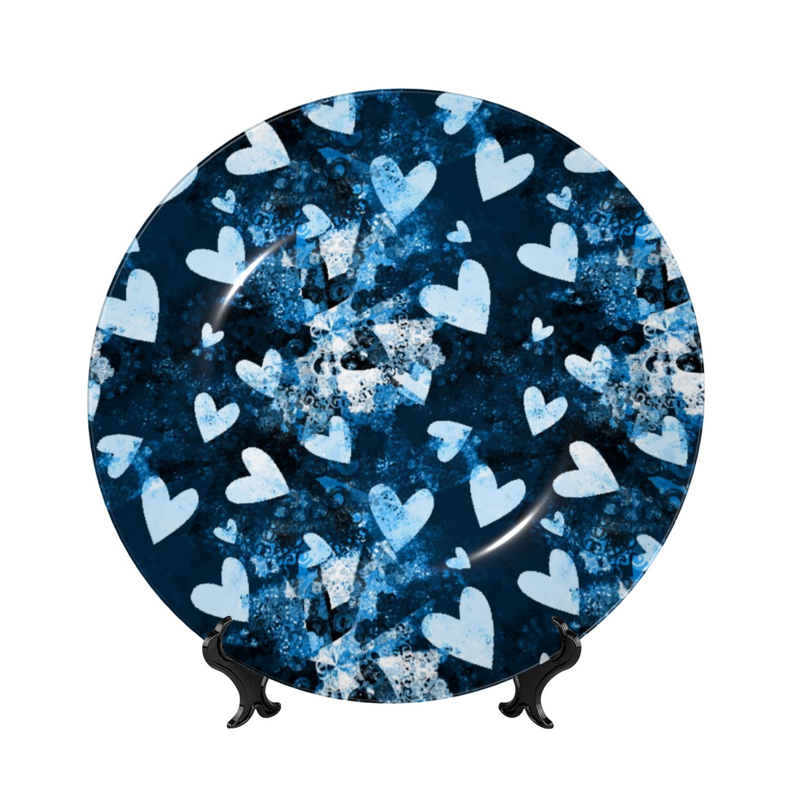 Kdxio Ice Blue Heart Bone China Decorative Plate Ceramic Decorative ...