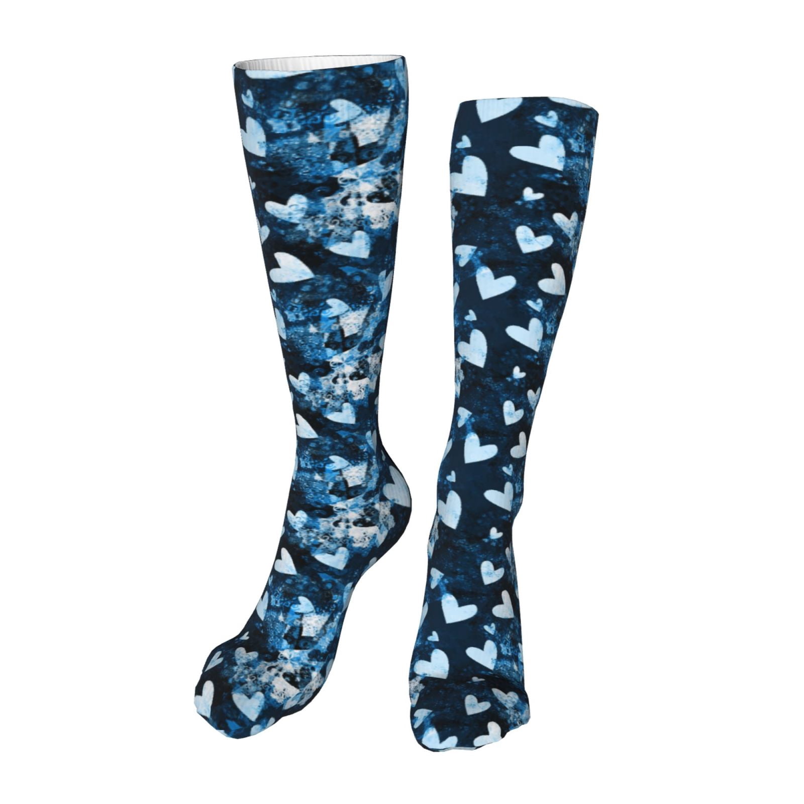 Kdxio Ice Blue Heart Funny Silky Novelty Funky Long Knee High Socks ...