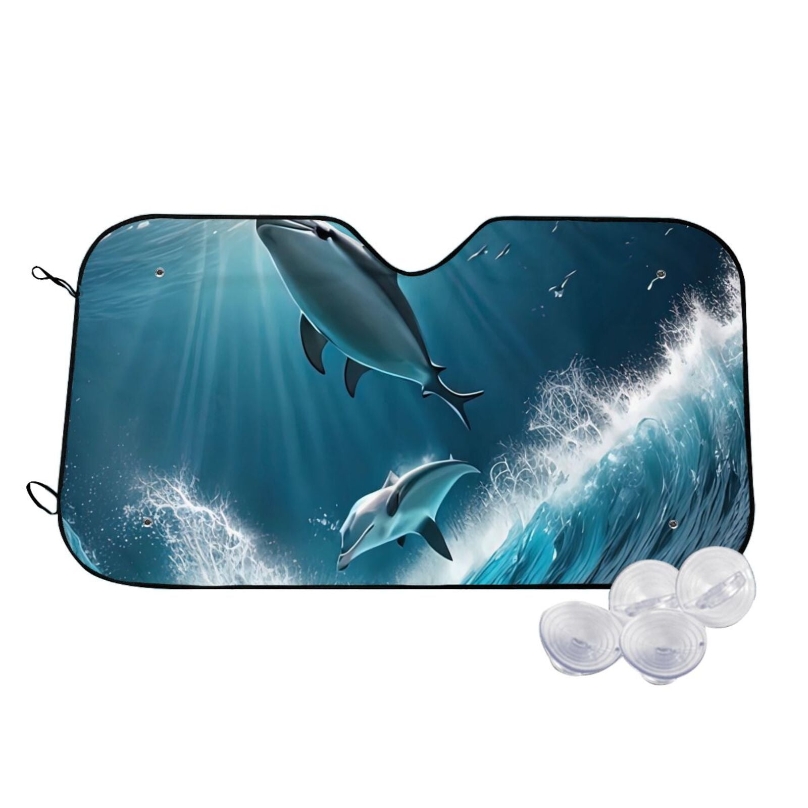 Kdxio Ice Blue Ocean Cute Dolphin A Print Windshield Sun Shade,UV Rays and Sun Heat Protection ...