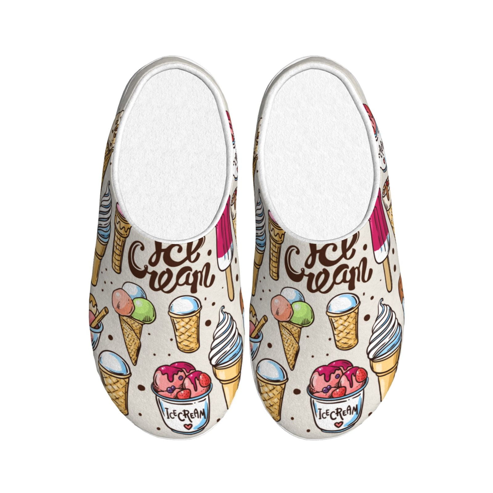 Kdxio Ice Cream Women's Men's Slippers Plush Slip-On House Slipper for ...