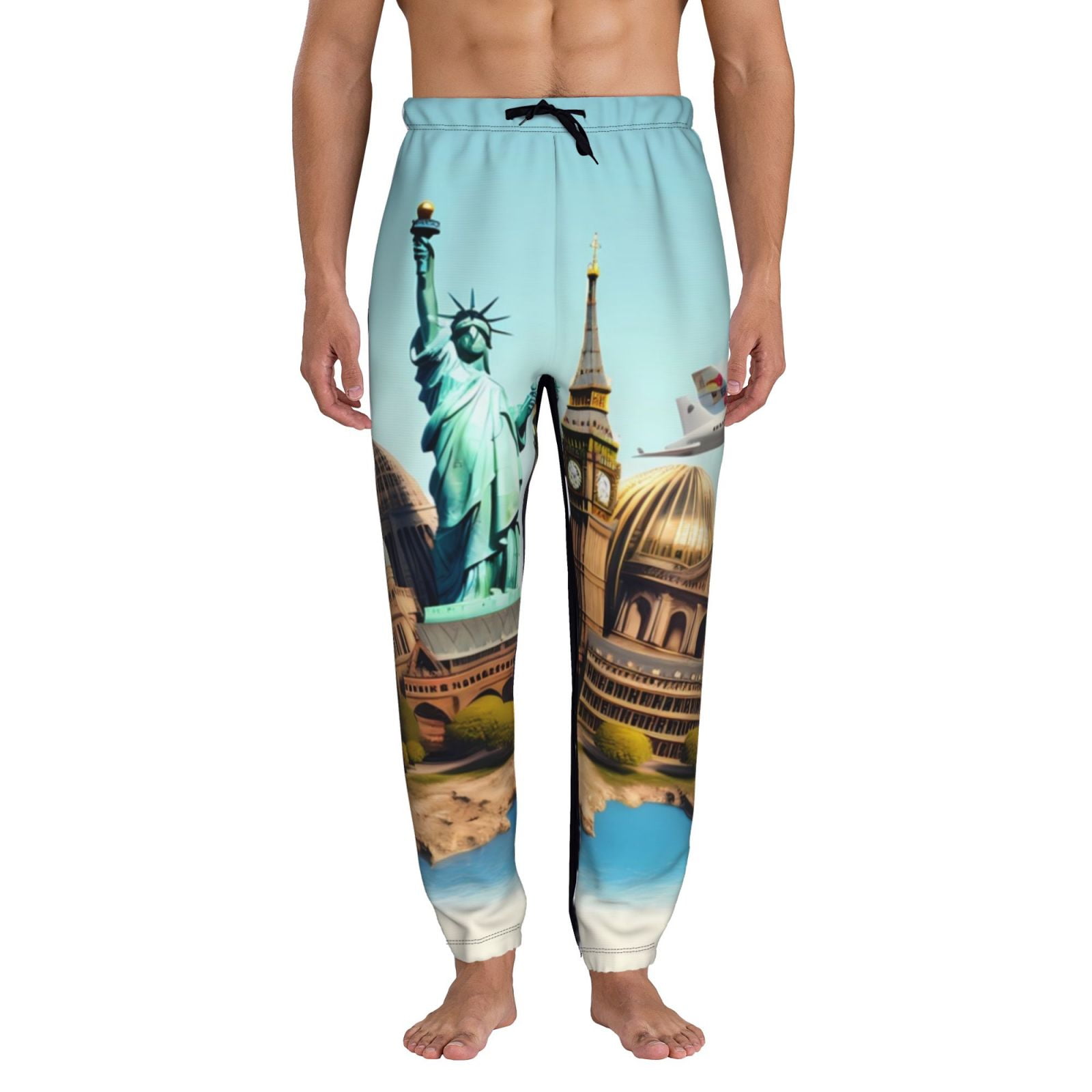 Kdxio Iconic Global Landmarks Pattern Joggers,Sweatpants for Men with ...