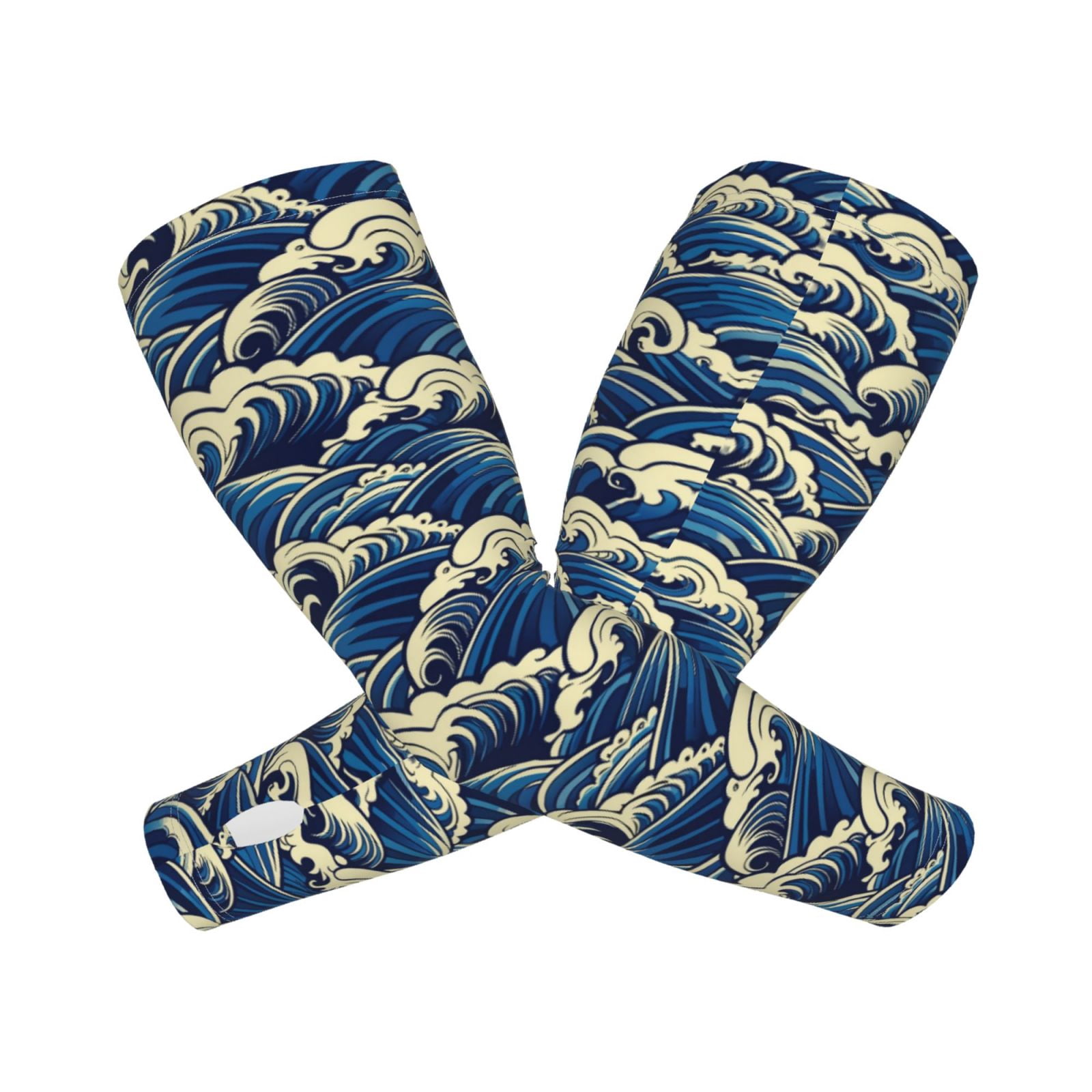 Kdxio Japanese Water Wave Print UV Sun Protection Arm Sleeves - Tattoo ...