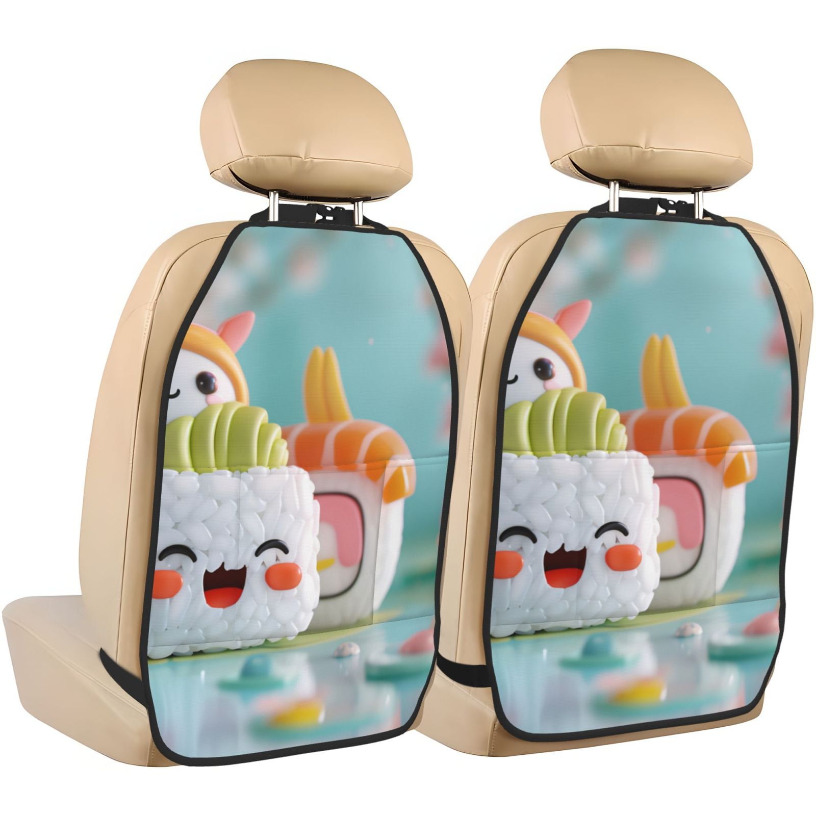 Kdxio Kawaii Sushi Characters Delight Print 2 Pack Car Kick Mat Seat ...