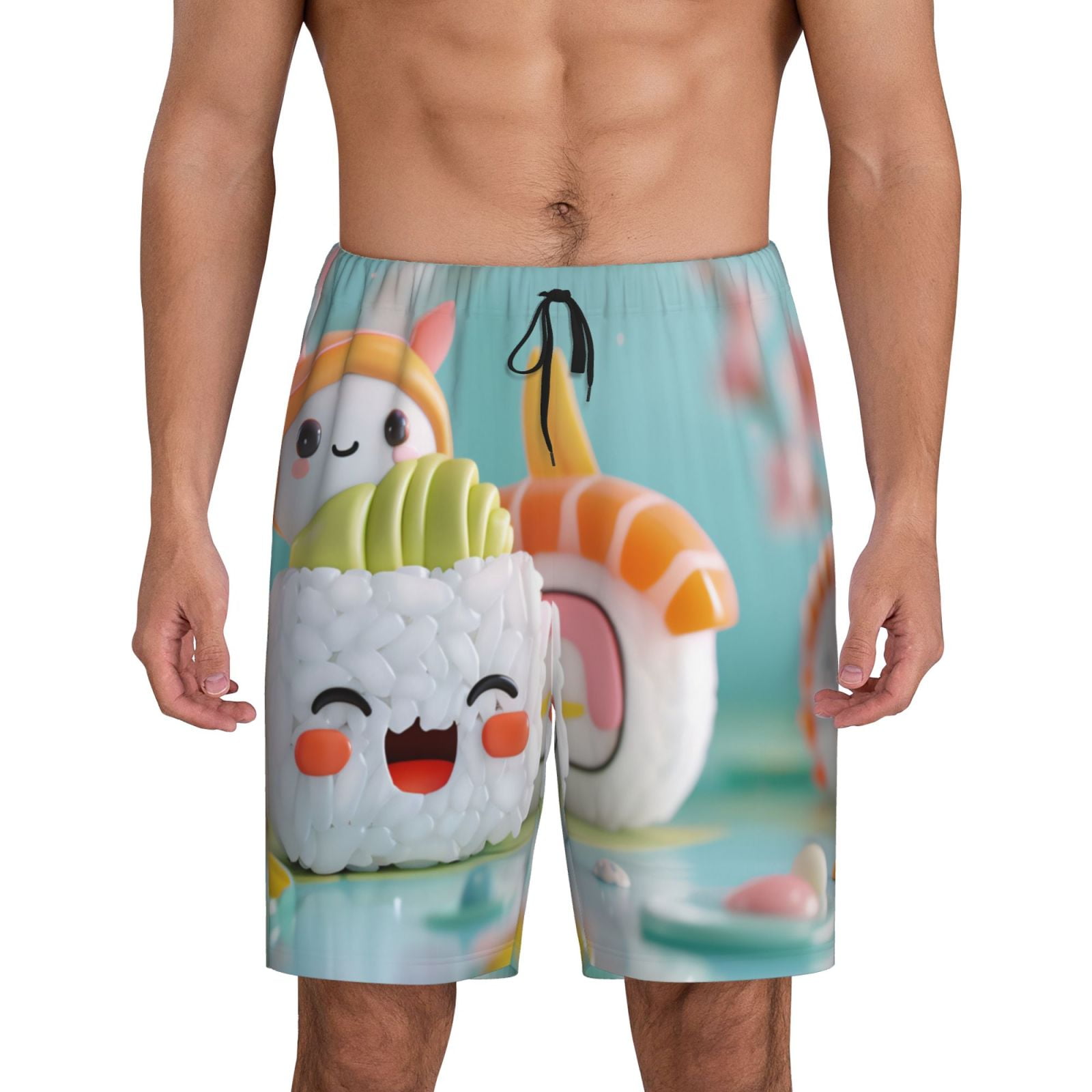 Kdxio Kawaii Sushi Characters Delight Print Mens Sleep Shorts Bottoms ...