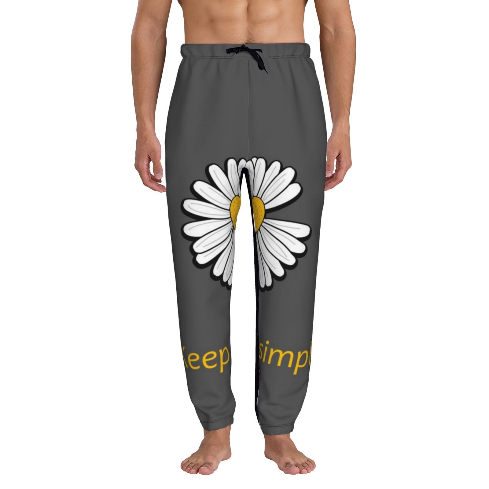 Kdxio Keep Life Simple Daisy Flower Pattern Joggers,Sweatpants for Men ...