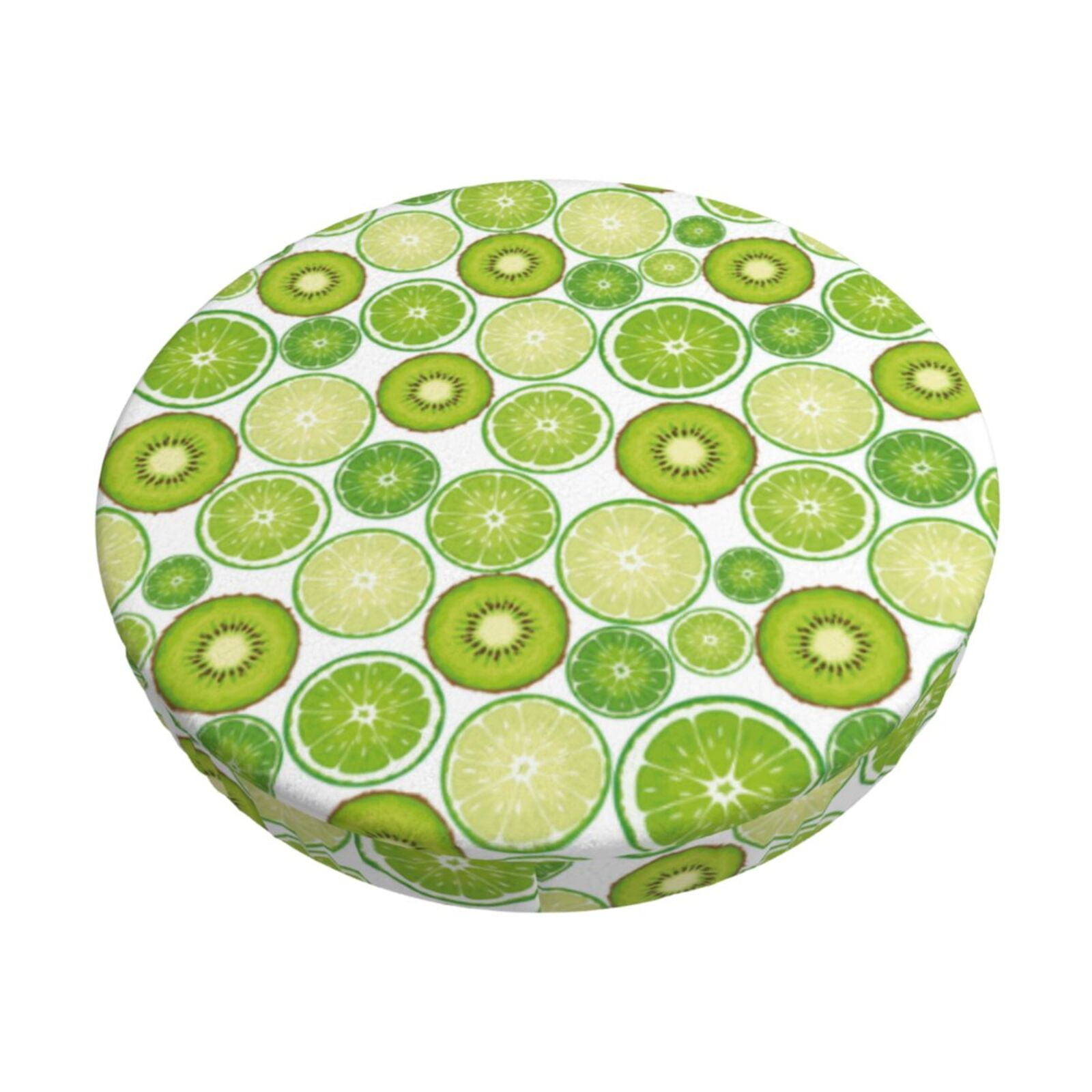 Kdxio Kiwi Lemon Print Stool Covers Round,Stretch Round Bar Stool Covers Washable Bar Stool ...