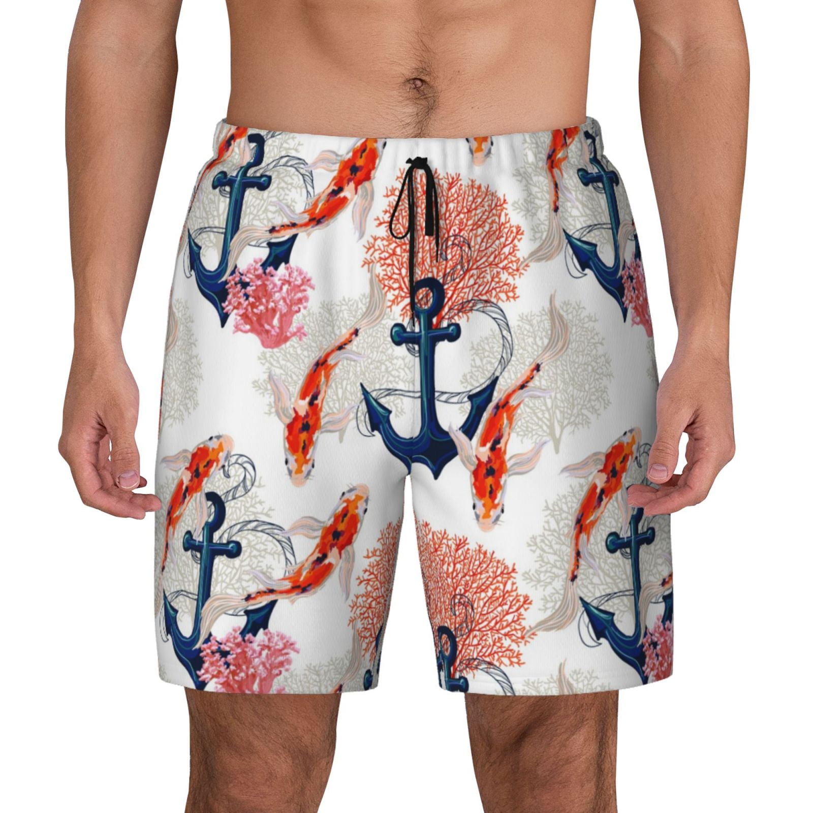Kdxio Koi Fish And Corals Print Men's Swim Trunks with Compression ...