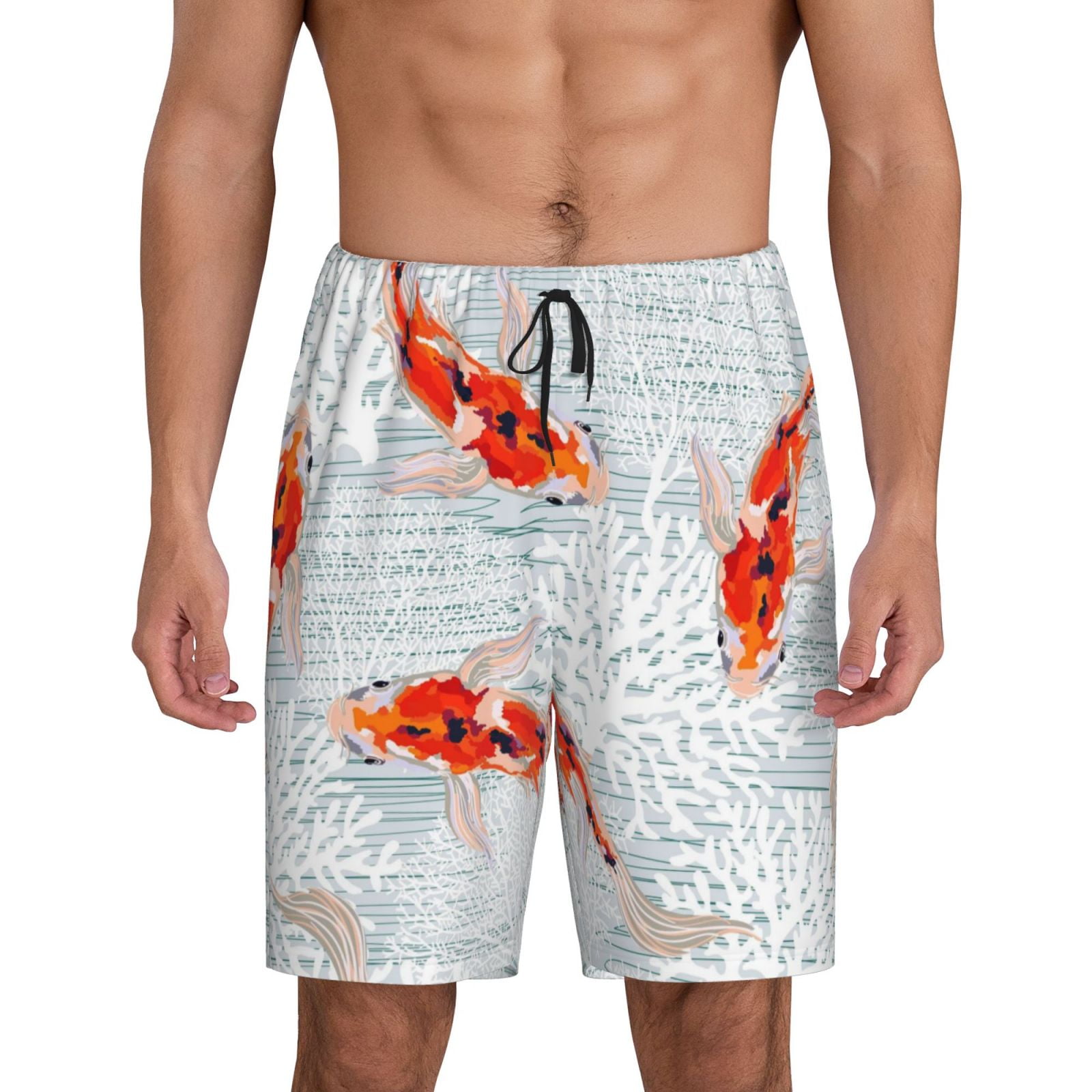 Kdxio Koi Fish Corals,Spring Summer Print Mens Sleep Shorts Bottoms Soft Comfy Pajama Wear Pants ...