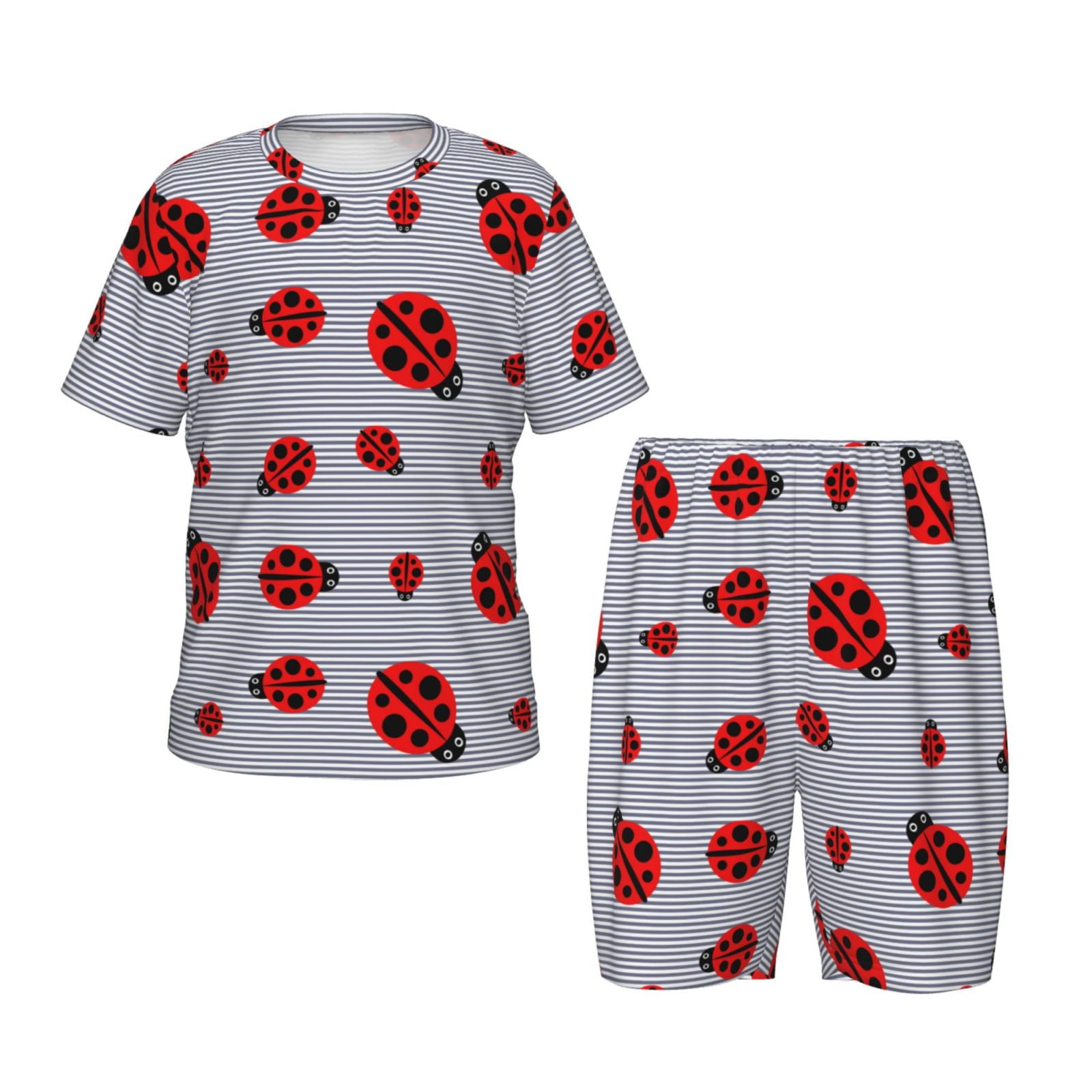 Kdxio Ladybug Pattern Short-Sleeved Summer Pajama Set for Girls and ...