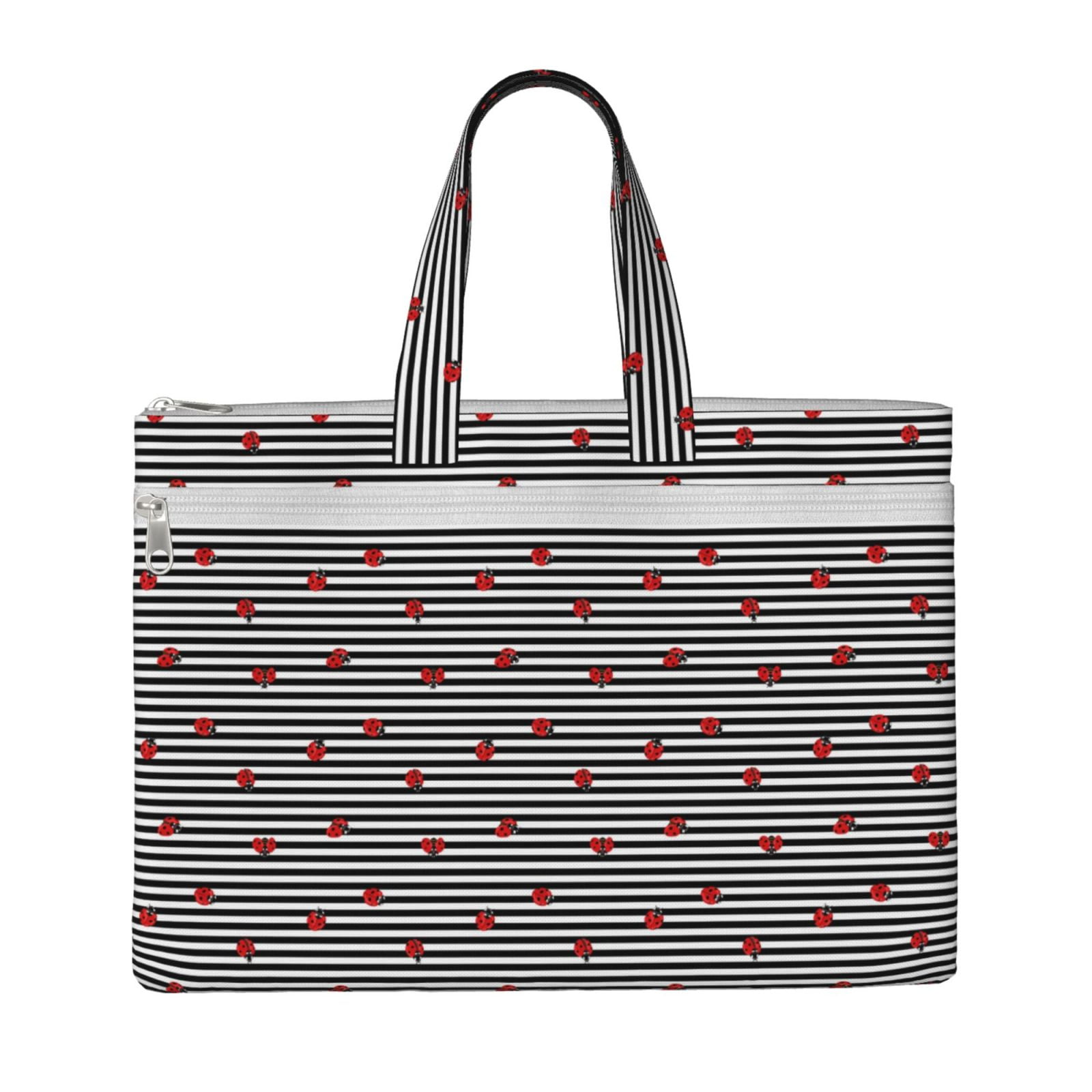 Kdxio Ladybugs on Black and White Striped File Tote Document Bag ...