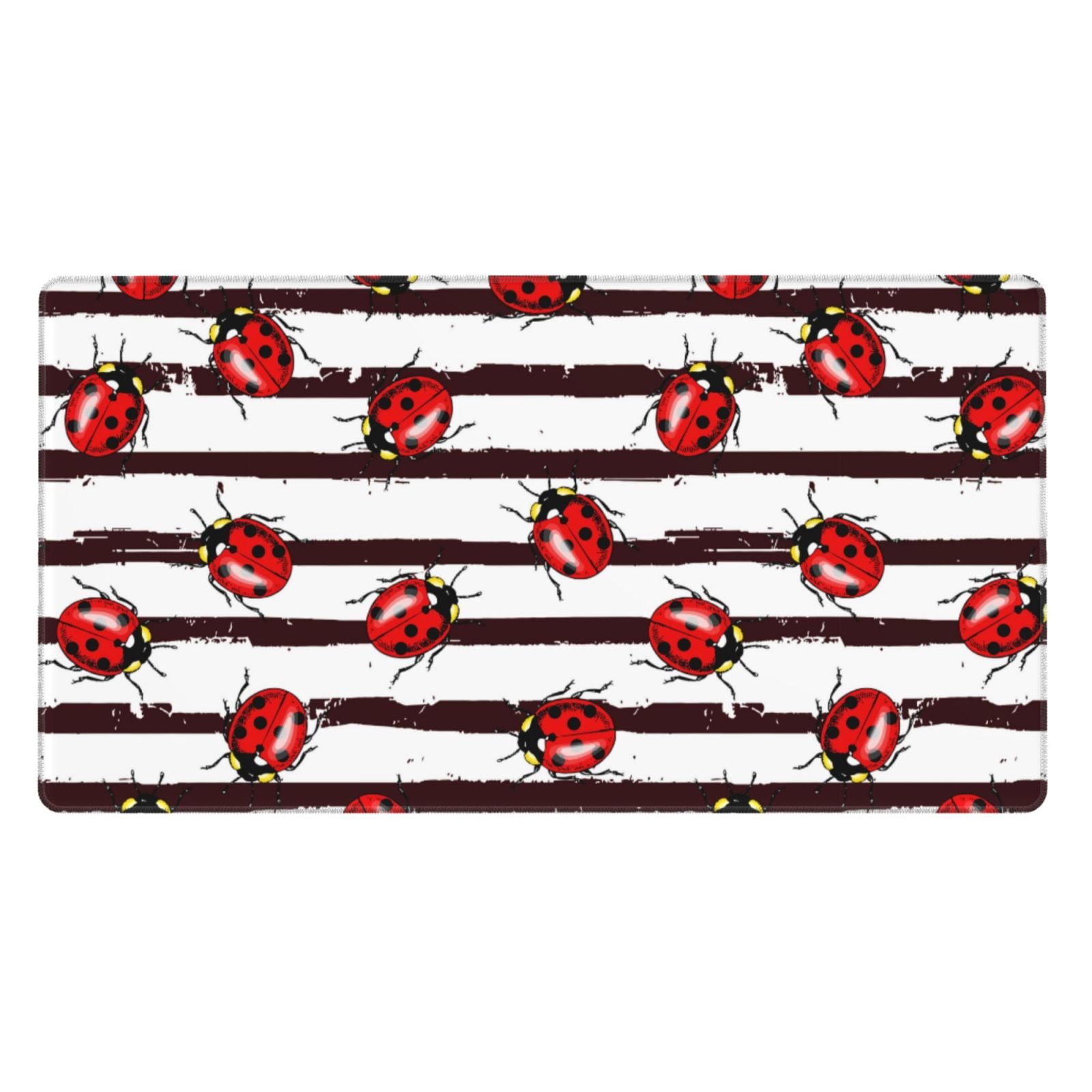 Kdxio Ladybugs on Black and White Striped1 Print Large Gaming Mouse Pad ...