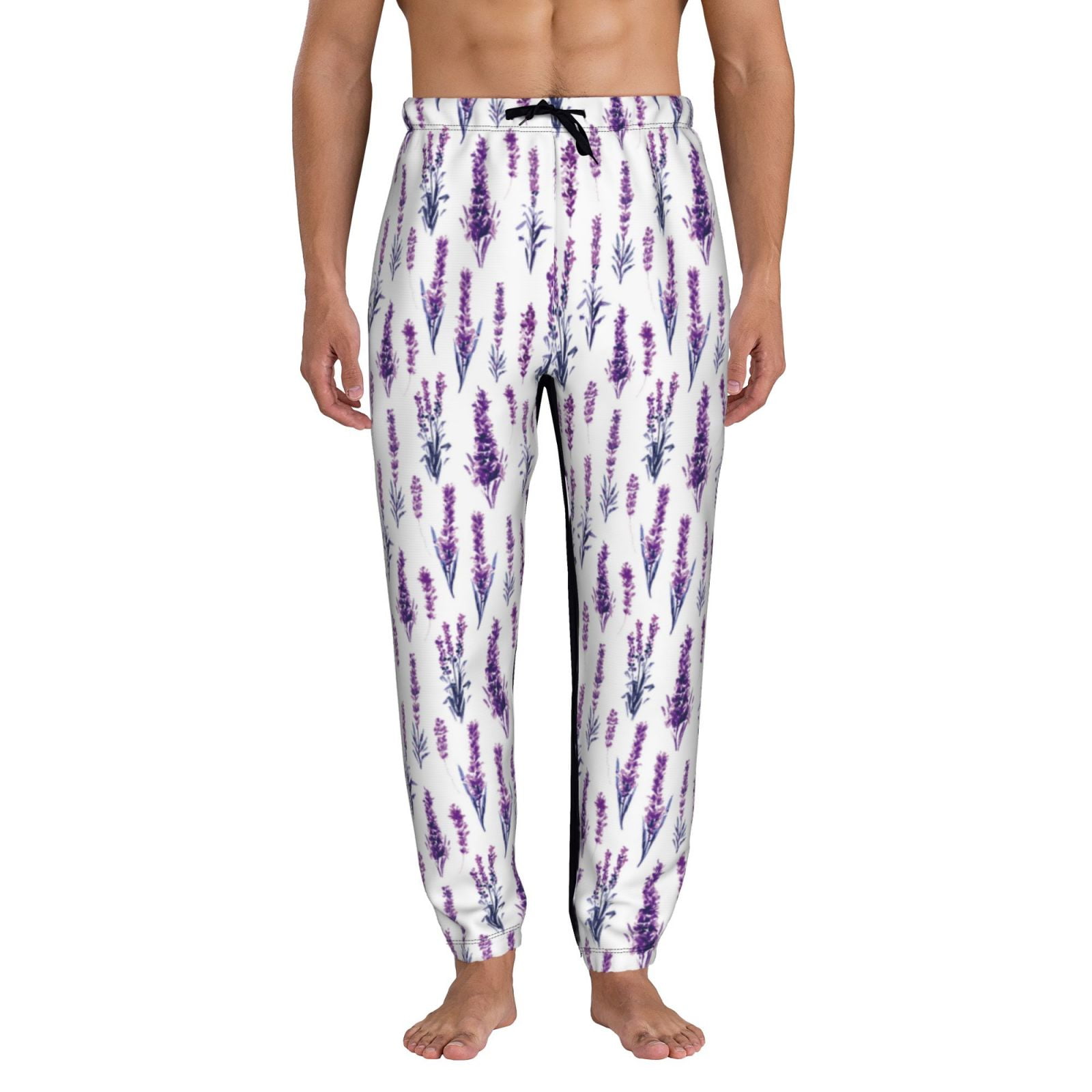 Kdxio Lavender Flowers Pattern Joggers,Sweatpants for Men with Pockets ...