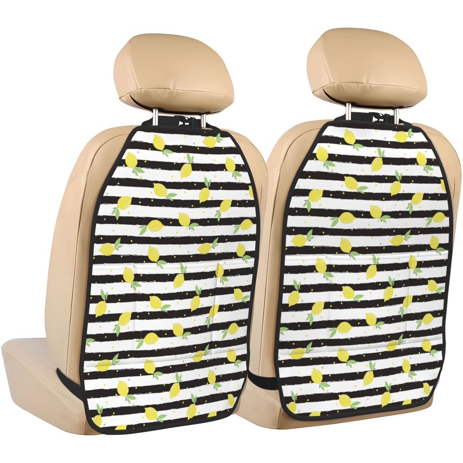 Kdxio Lemon_1 Print 2 Pack Car Kick Mat Seat Cover Back Protector Mat ...