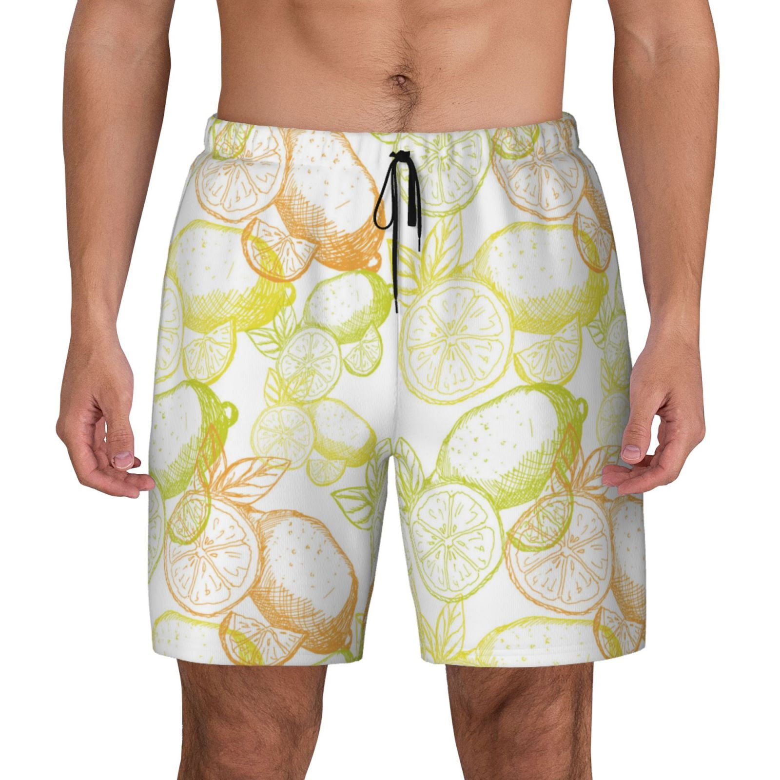 Kdxio Lemon Potatoes Print Men's Swim Trunks with Compression Liner 7 ...