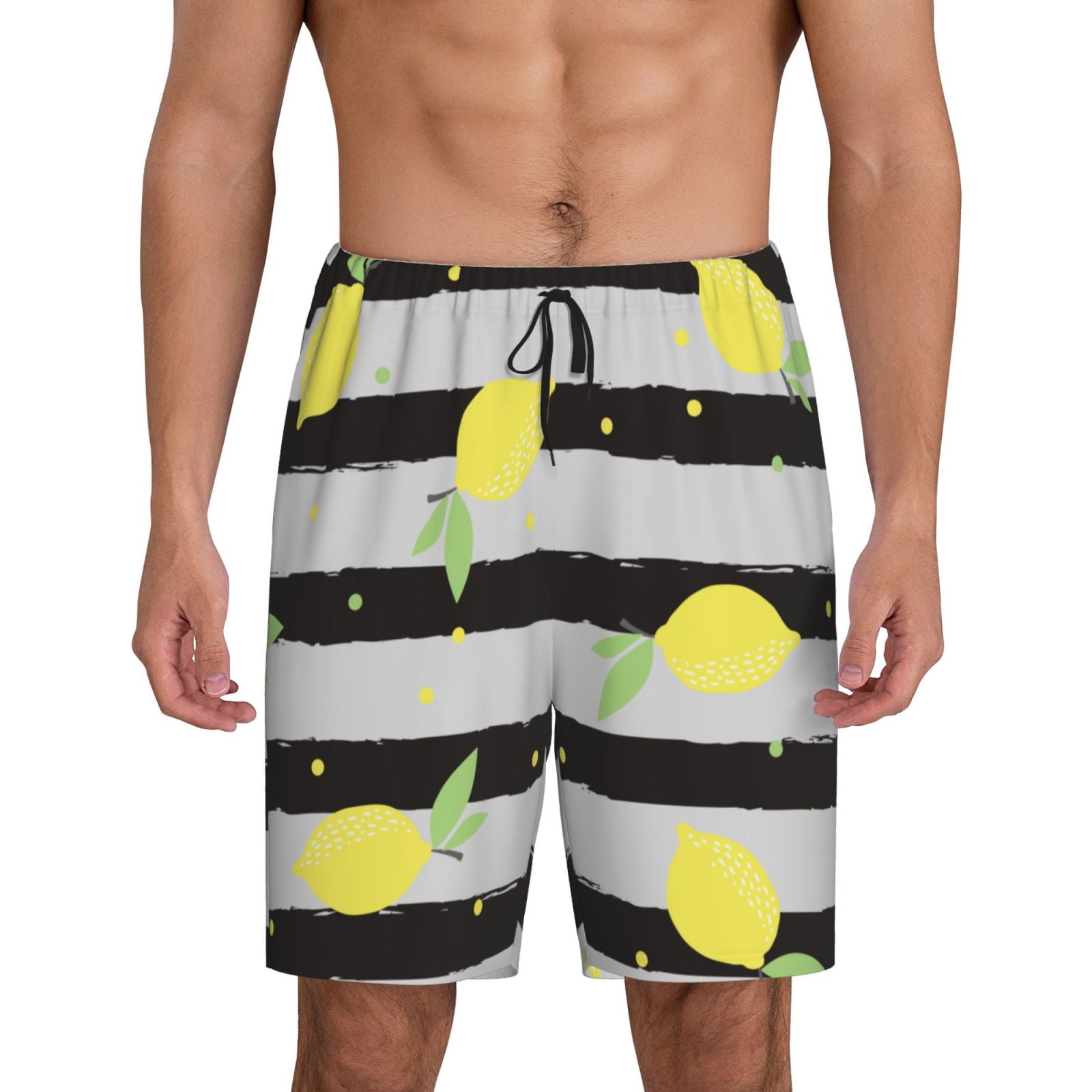 Kdxio Lemon Print Mens Sleep Shorts Bottoms Soft Comfy Pajama Wear ...