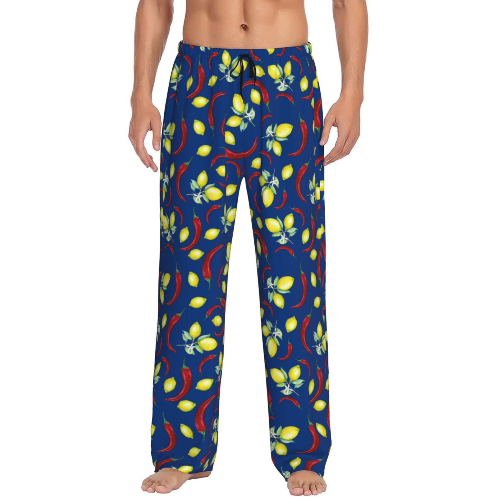 Kdxio Lemons And Chili Print Men's Sleep Pajama Pant Lounge Pants with ...