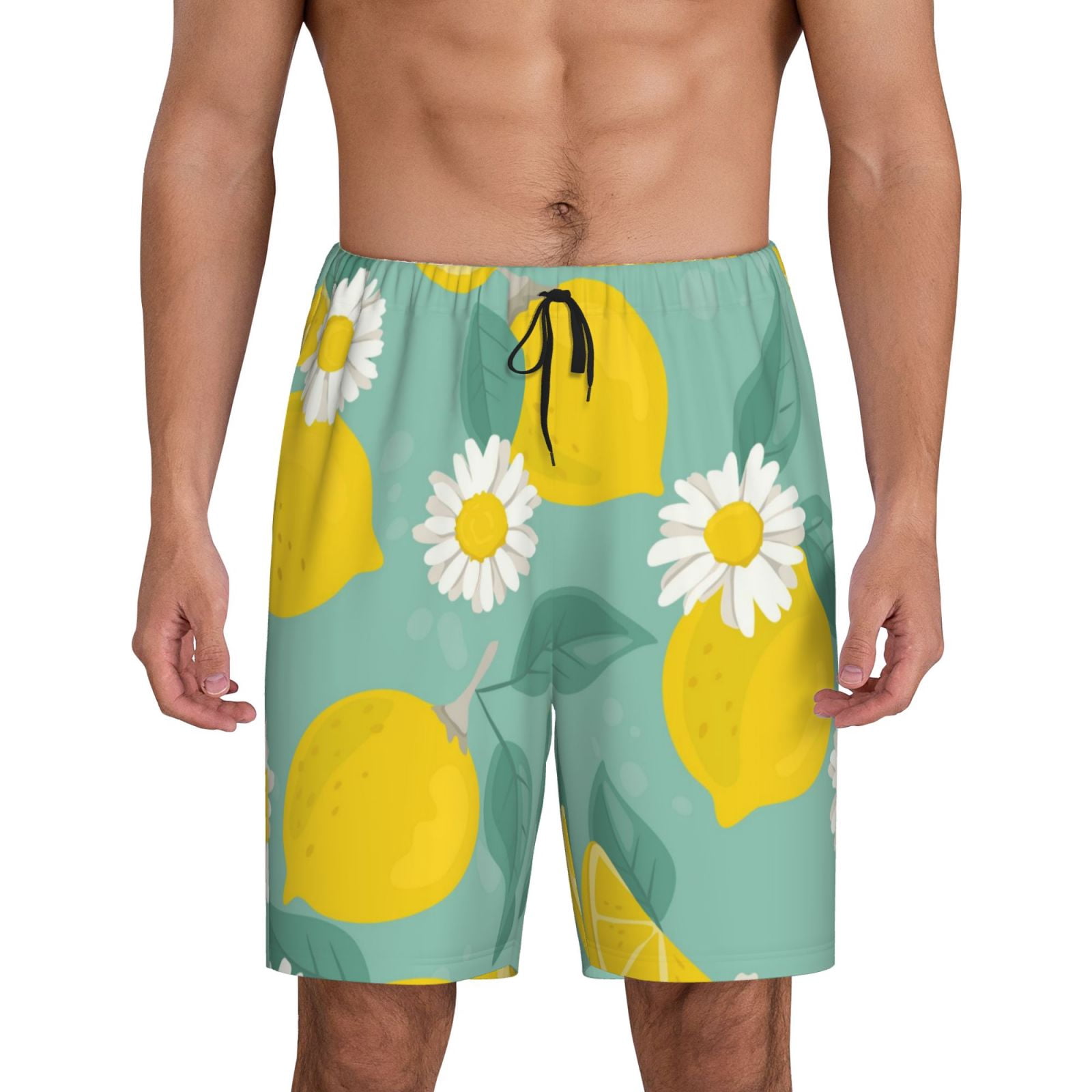 Kdxio Lemons Print Mens Sleep Shorts Bottoms Soft Comfy Pajama Wear ...