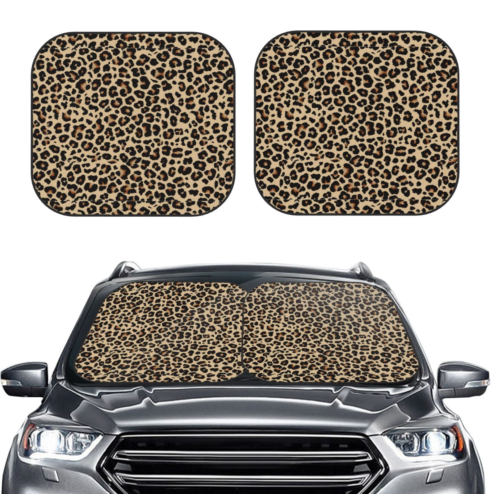 Kdxio Leopard Print-1 Print 2-Piece Sun Shade Front Windshield ...