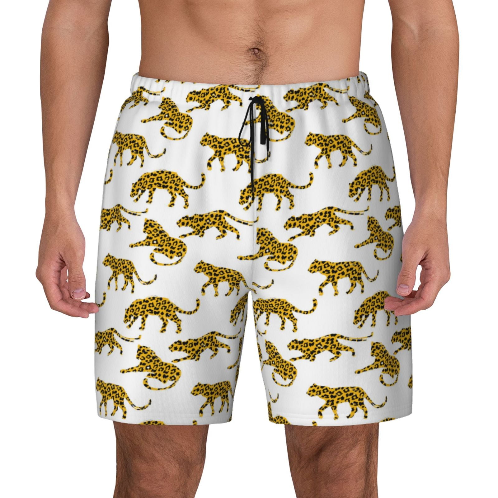 Kdxio Leopard Print Print Men's Swim Trunks with Compression Liner 7 ...